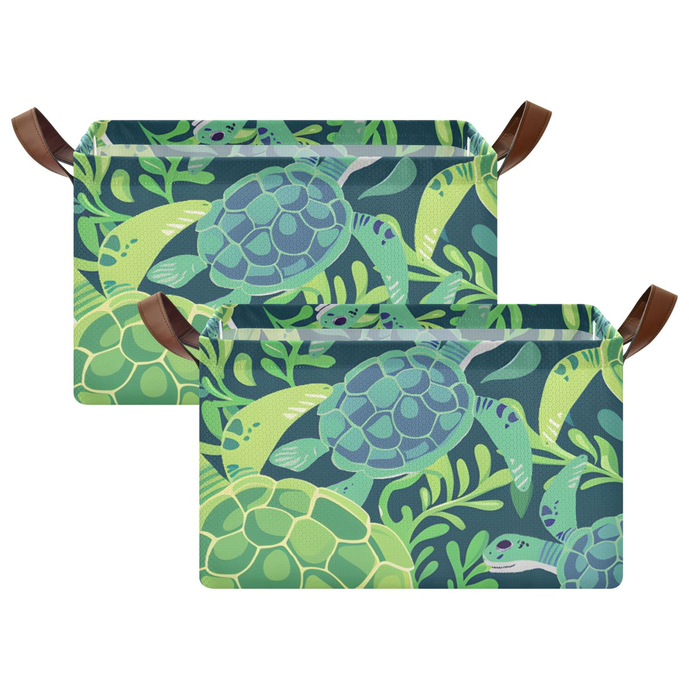 Ryvnso Cute Turtles and Seaweed Storage Bins Large Basket Foldable Cube ...