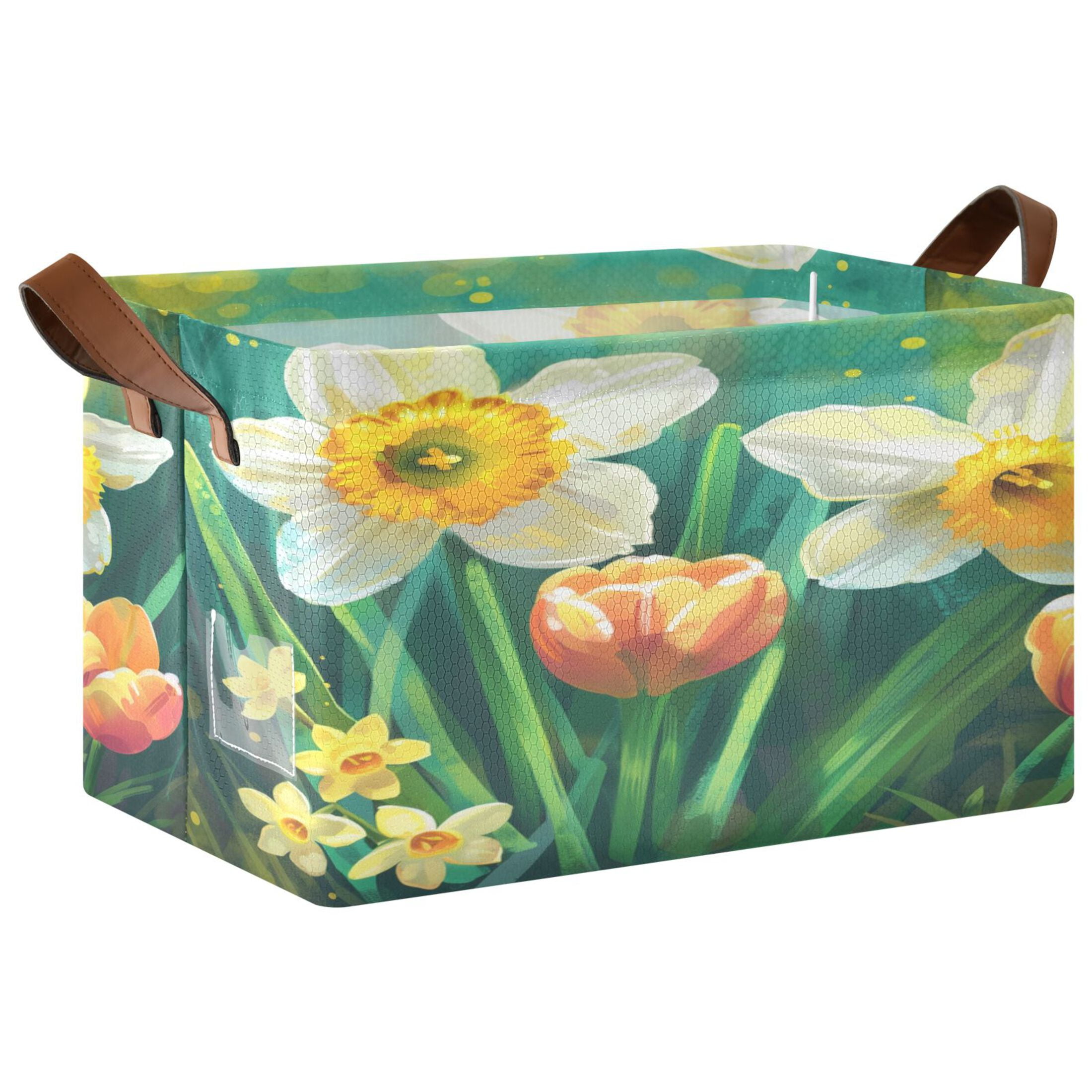 Ryvnso Daffodils Tulips Flowers Leaves Storage Bins Large Basket ...