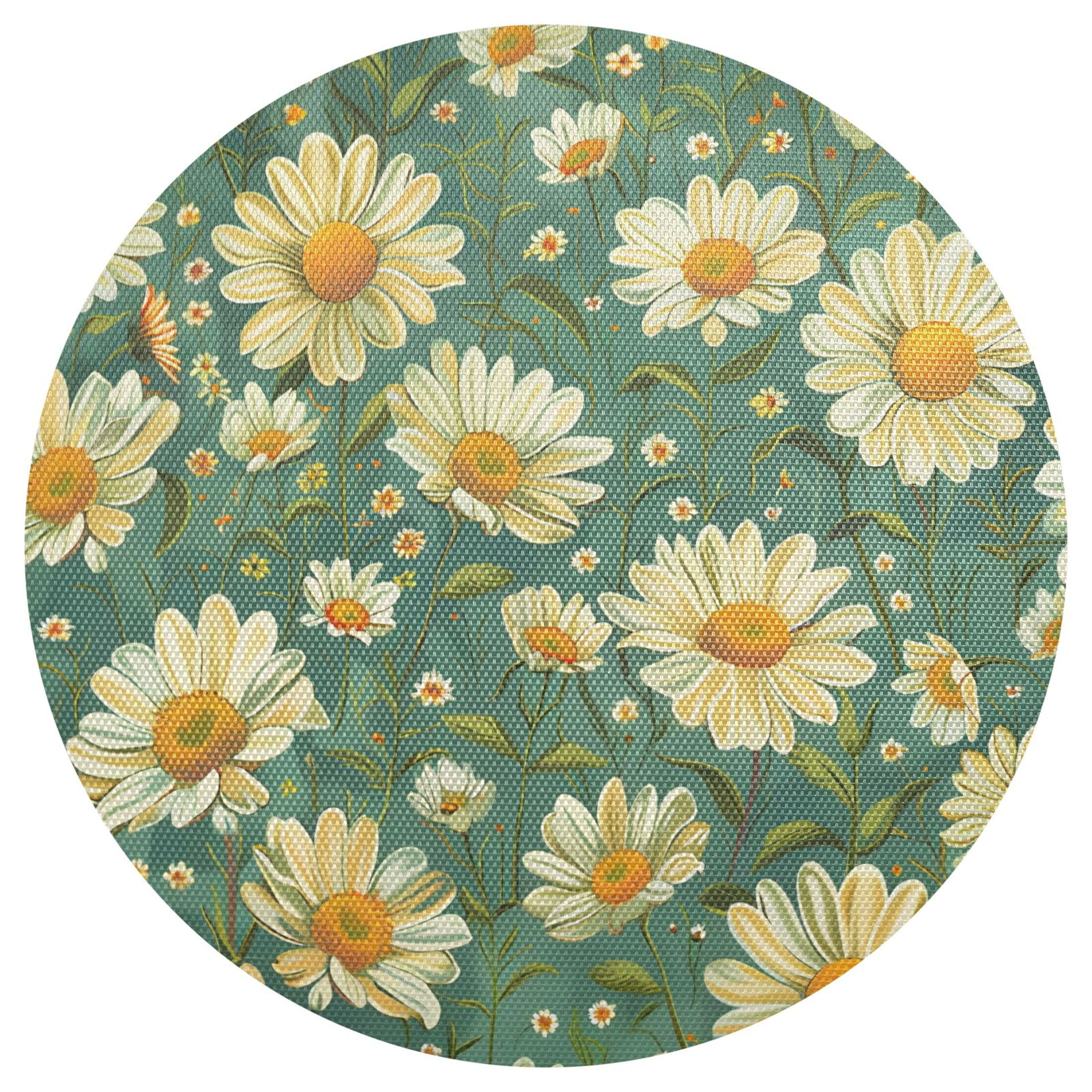 Ryvnso Daisy Flowers Round Plate Mats Dining Table Placemat 1 Piece for ...
