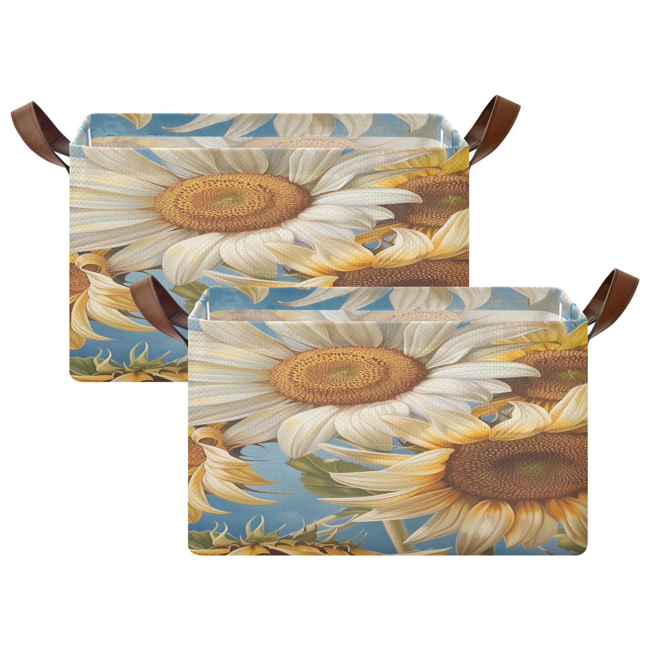 Ryvnso Daisy Sunflowers Abstract Storage Bins Large Basket Foldable ...