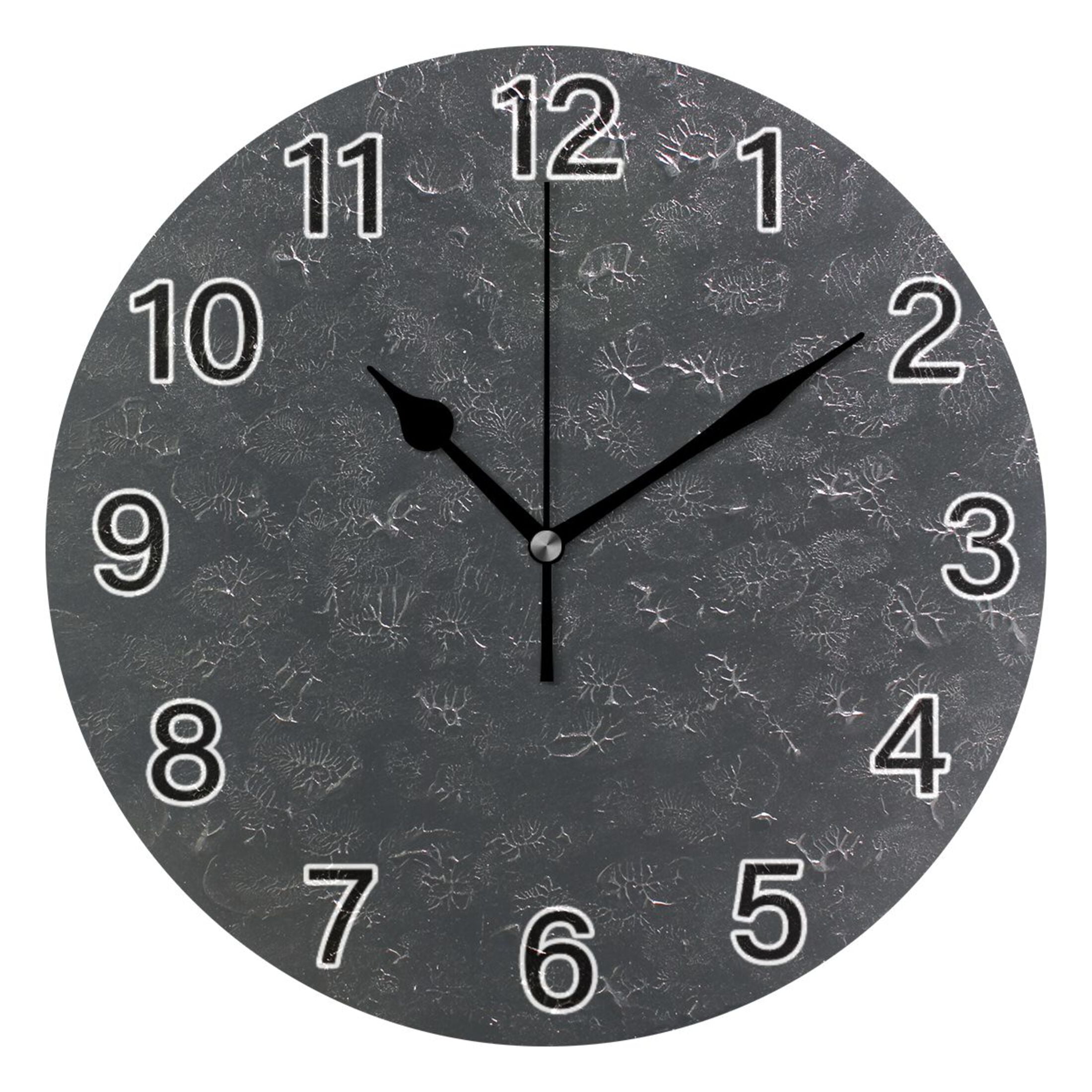 Ryvnso Dark Gray Wall Clock Non Ticking Silent Kitchen Clock Battery ...