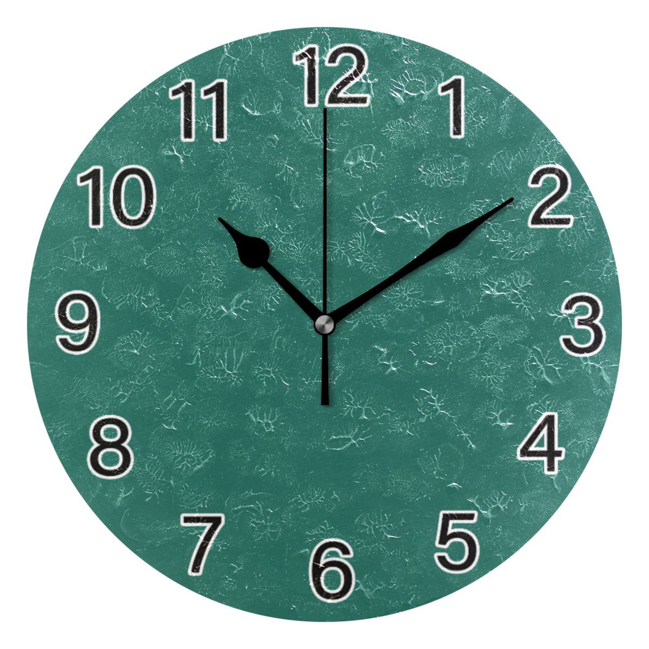 Ryvnso Dark Green Wall Clock Non Ticking Silent Kitchen Clock Battery ...