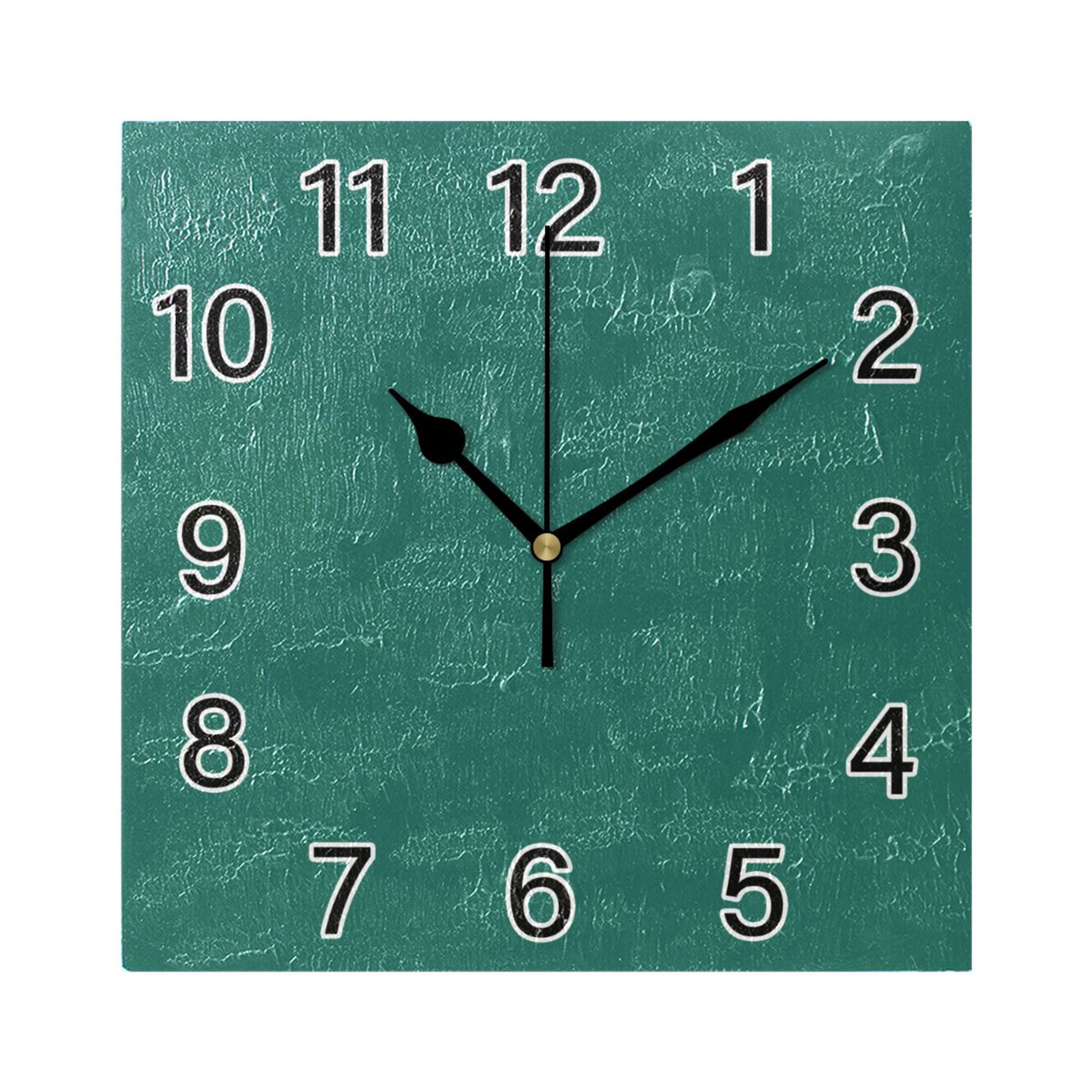 Ryvnso Dark Green Wall Clock Square Silent Non-Ticking Battery Operated ...
