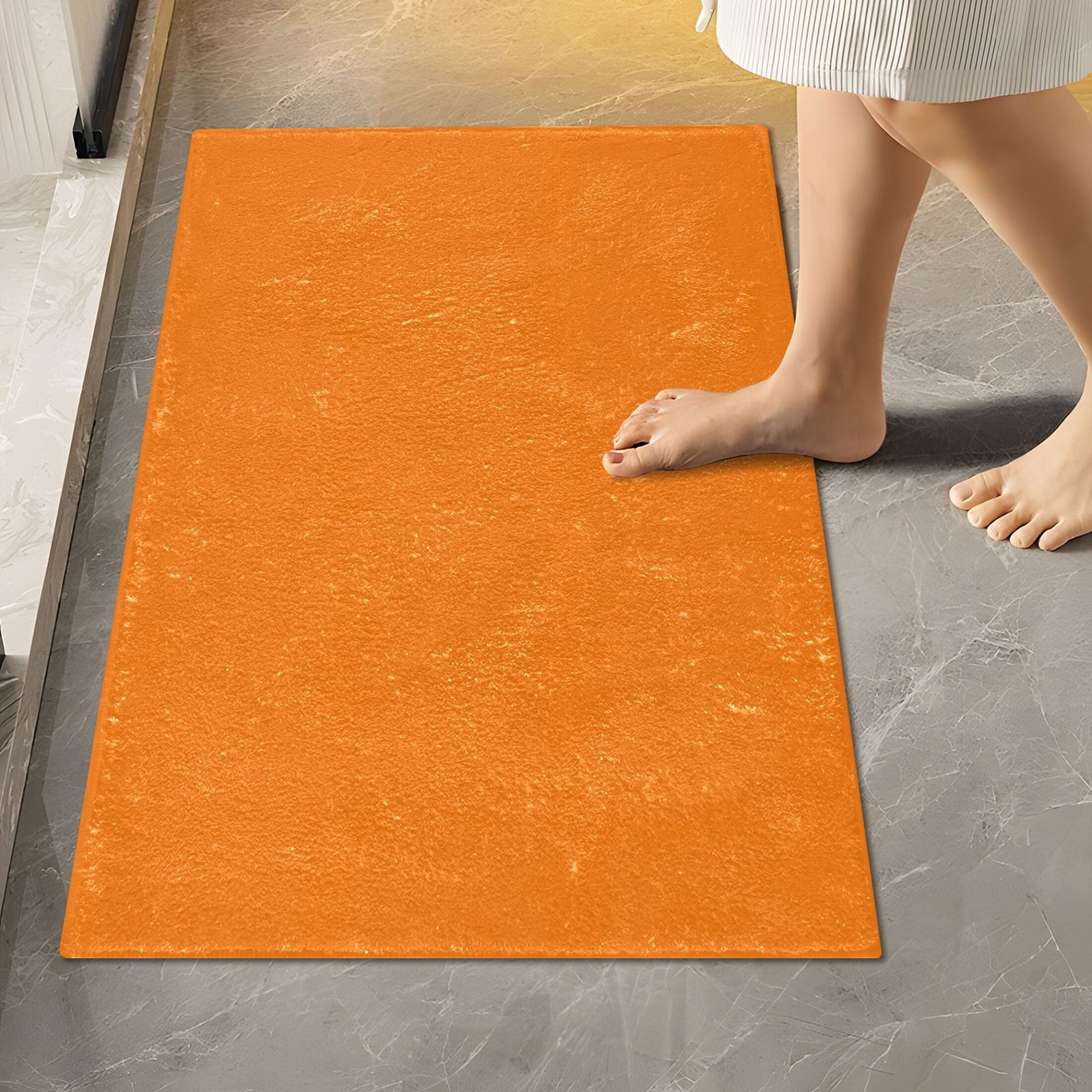 Ryvnso Dark Orange Print Bathroom Shaggy Rugs Toilet Rectangle Mat Soft ...