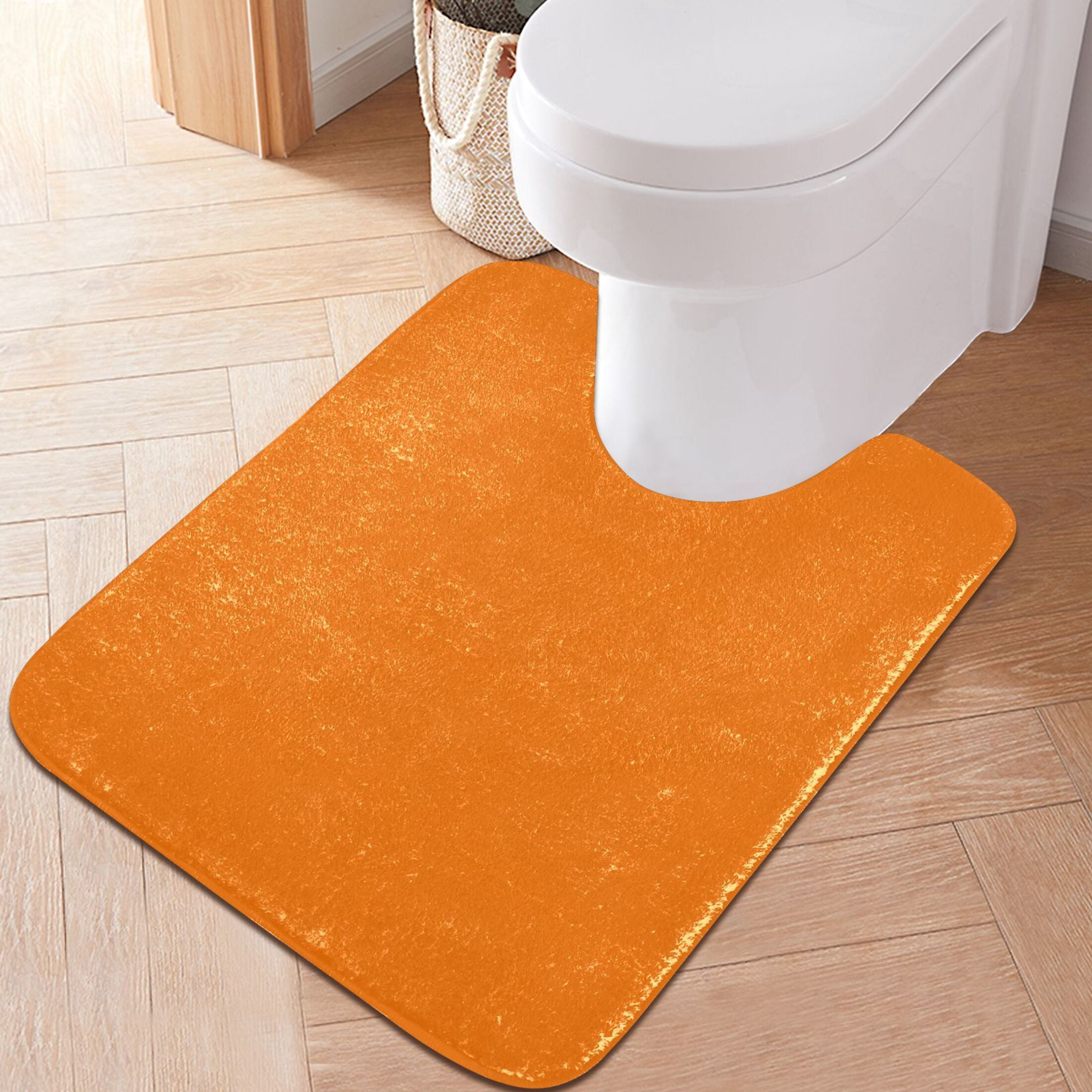 Ryvnso Dark Orange Print Bathroom Shaggy Rugs Toilet U Shape Mat Soft ...