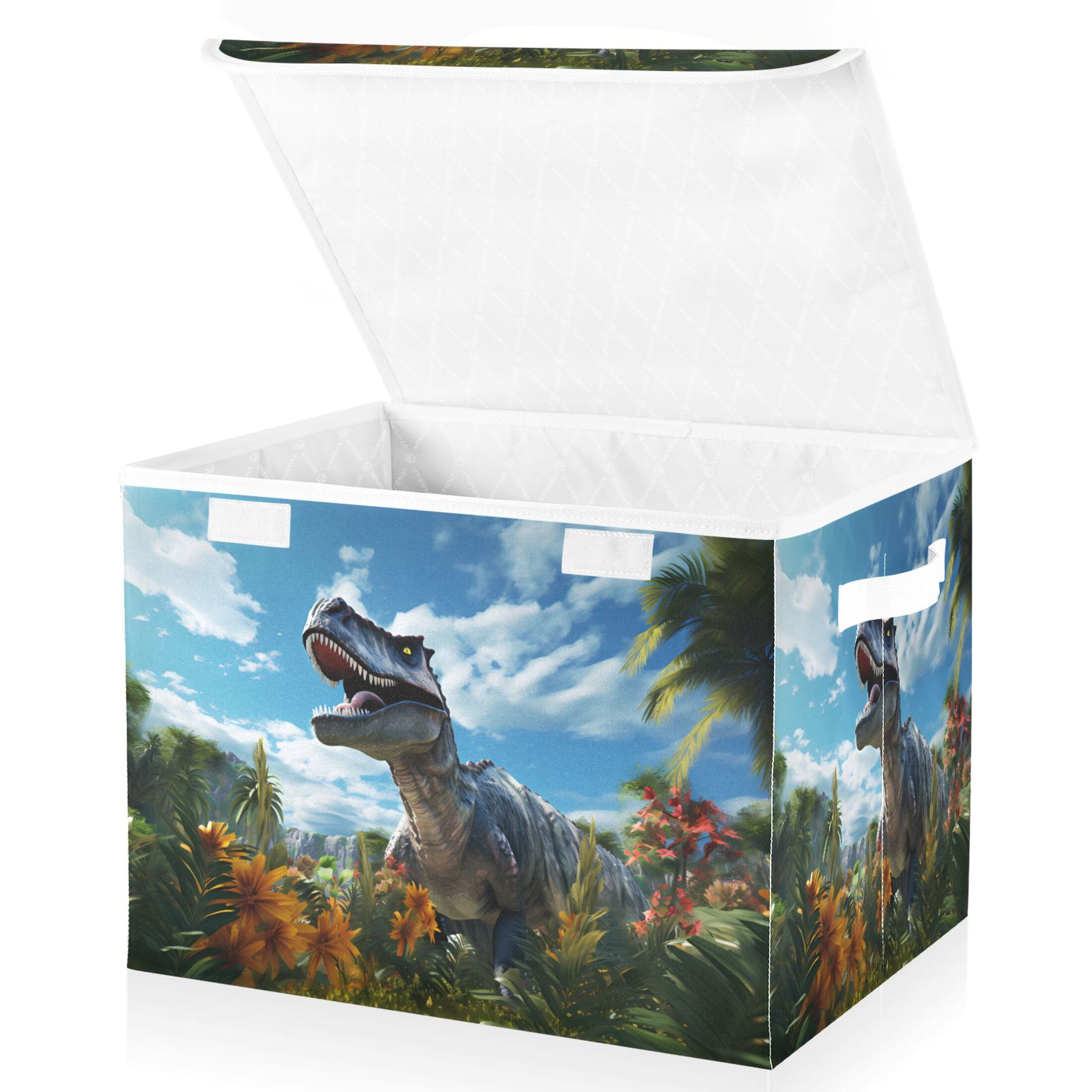 Ryvnso Dinosaur in Forest Large Lidded Foldable Storage Baskets Cubes ...