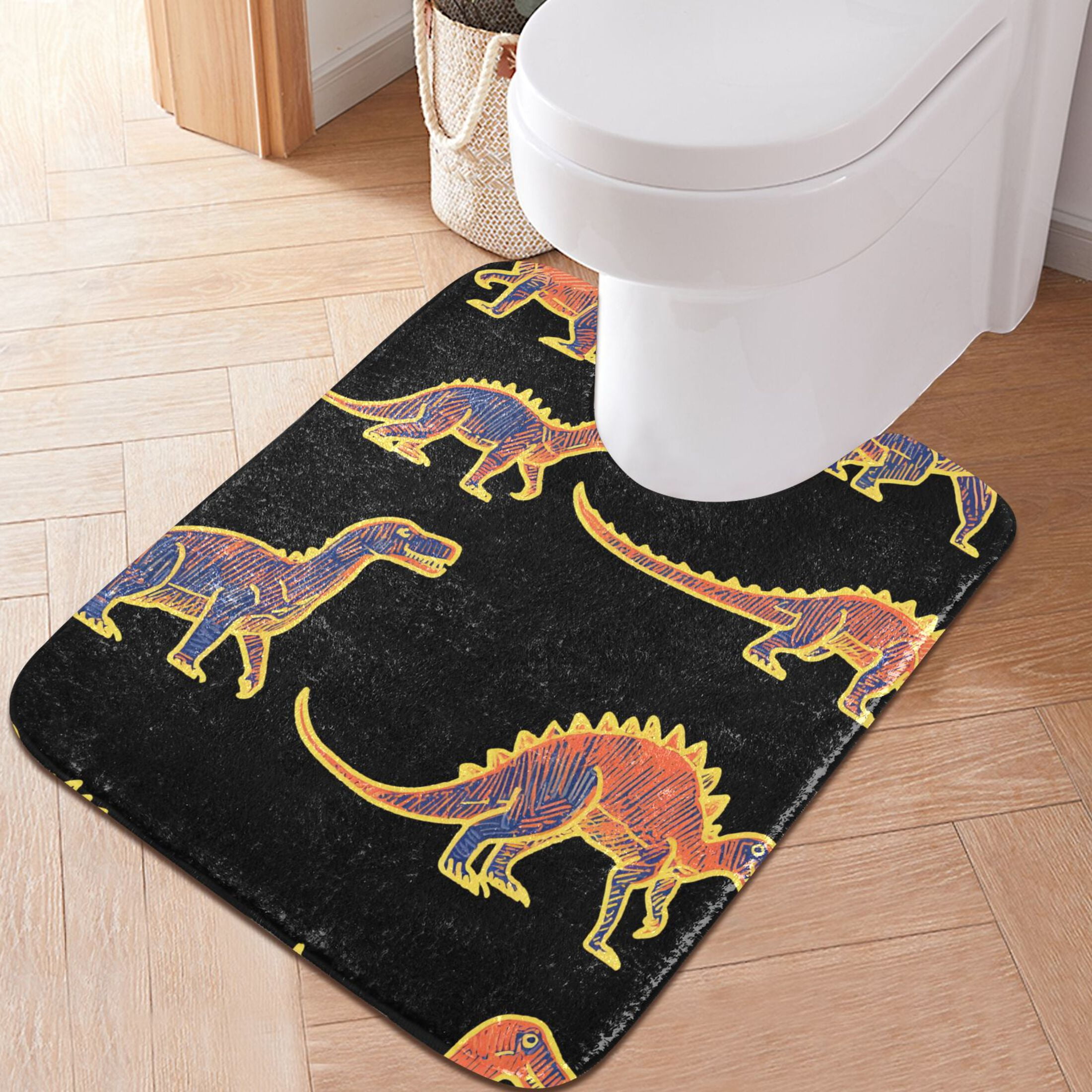 Ryvnso Dinosaurs Bathroom Shaggy Rugs Toilet U Shape Mat Soft Contour ...