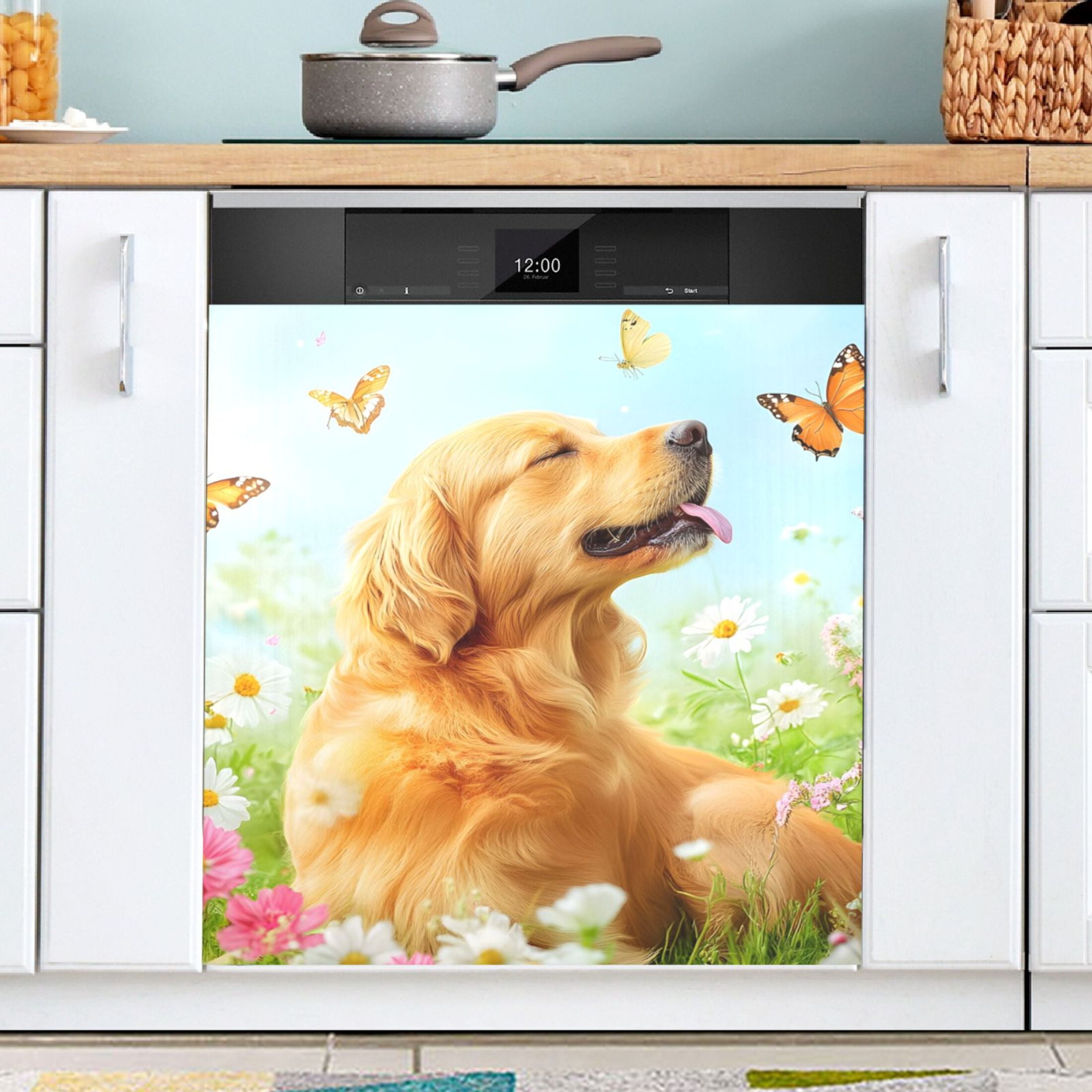 Ryvnso Dog and Butterfly Dishwasher Magnetic Refrigerator Magnet Cover ...