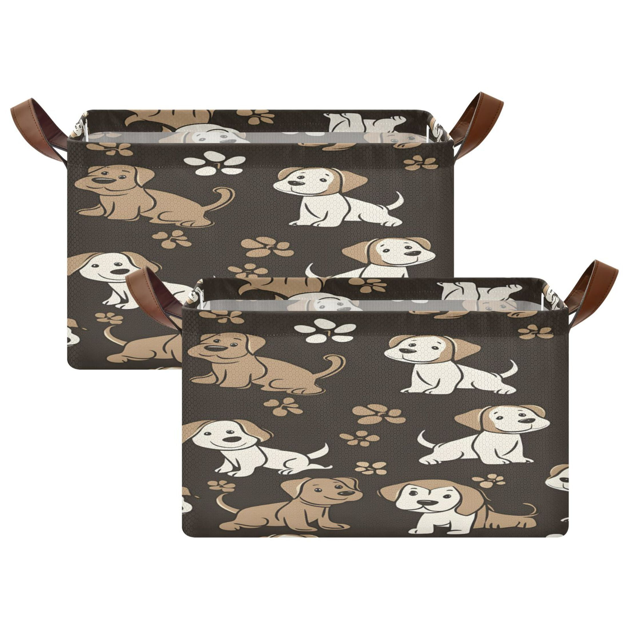 Ryvnso Dogs Cute Footprint Storage Bins Large Basket Foldable Cube Toys ...