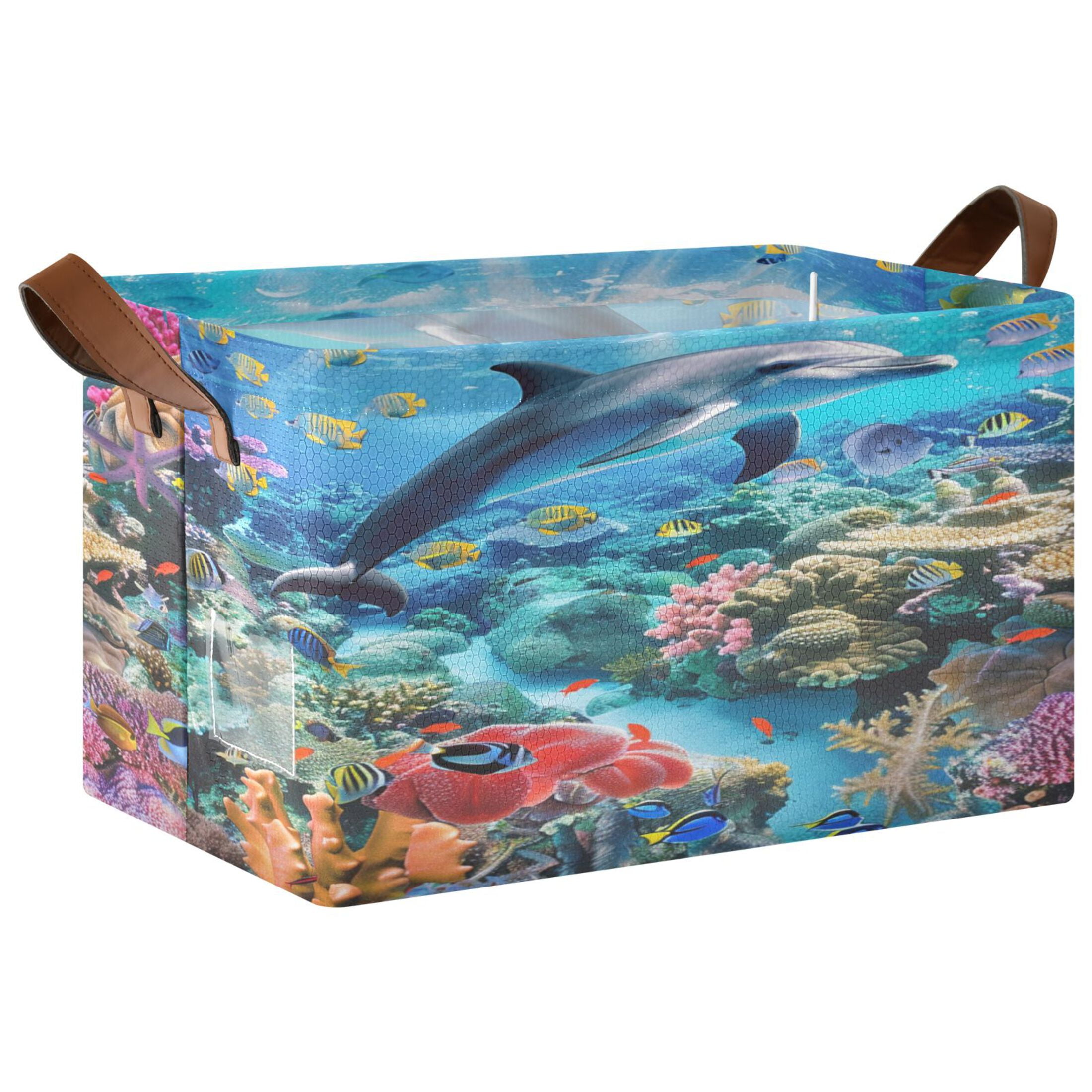 Ryvnso Dolphin Coral under Sea Storage Bins Large Basket Foldable Cube ...
