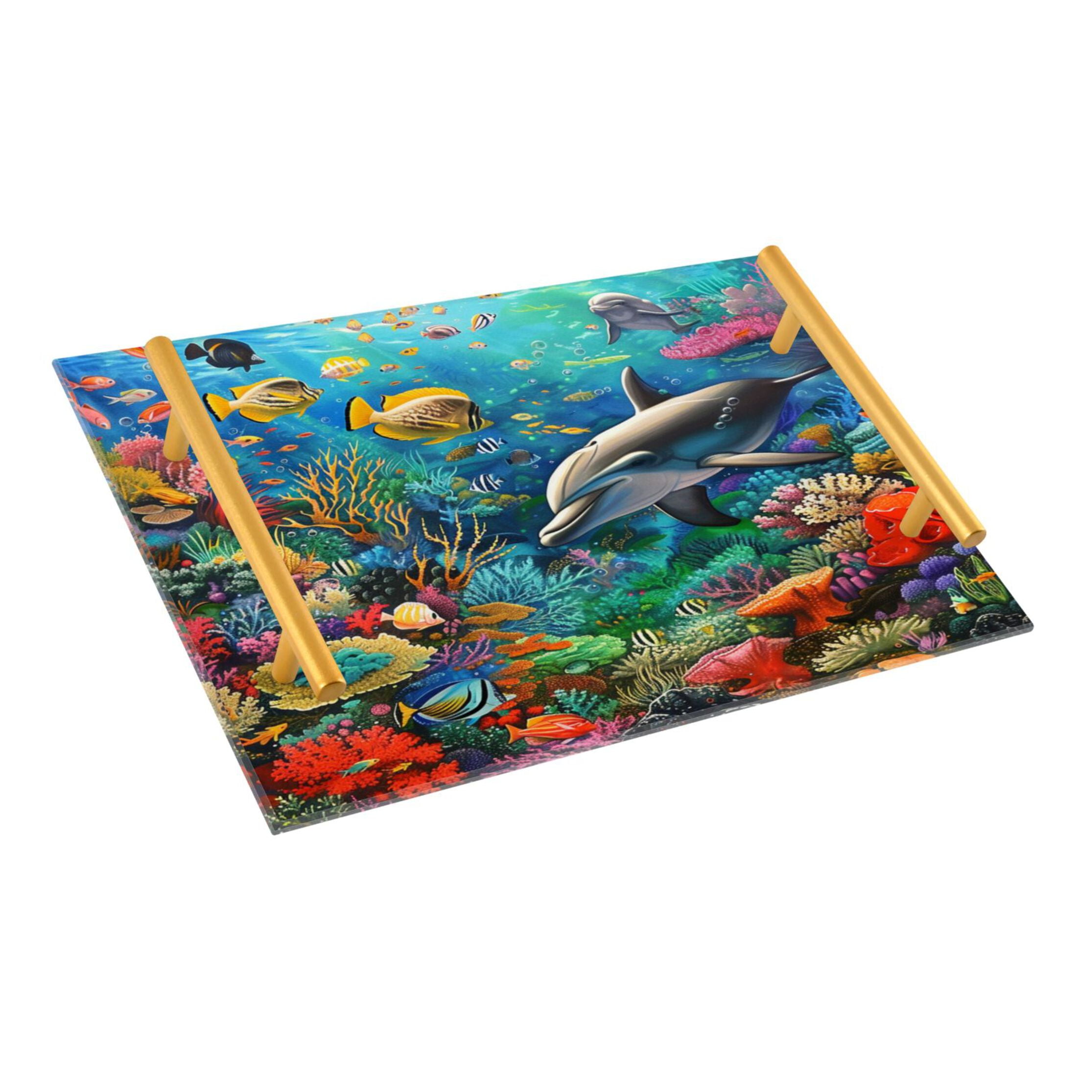 Ryvnso Dolphin Fish Coral under Sea Bathroom Tray Vanity Countertop ...