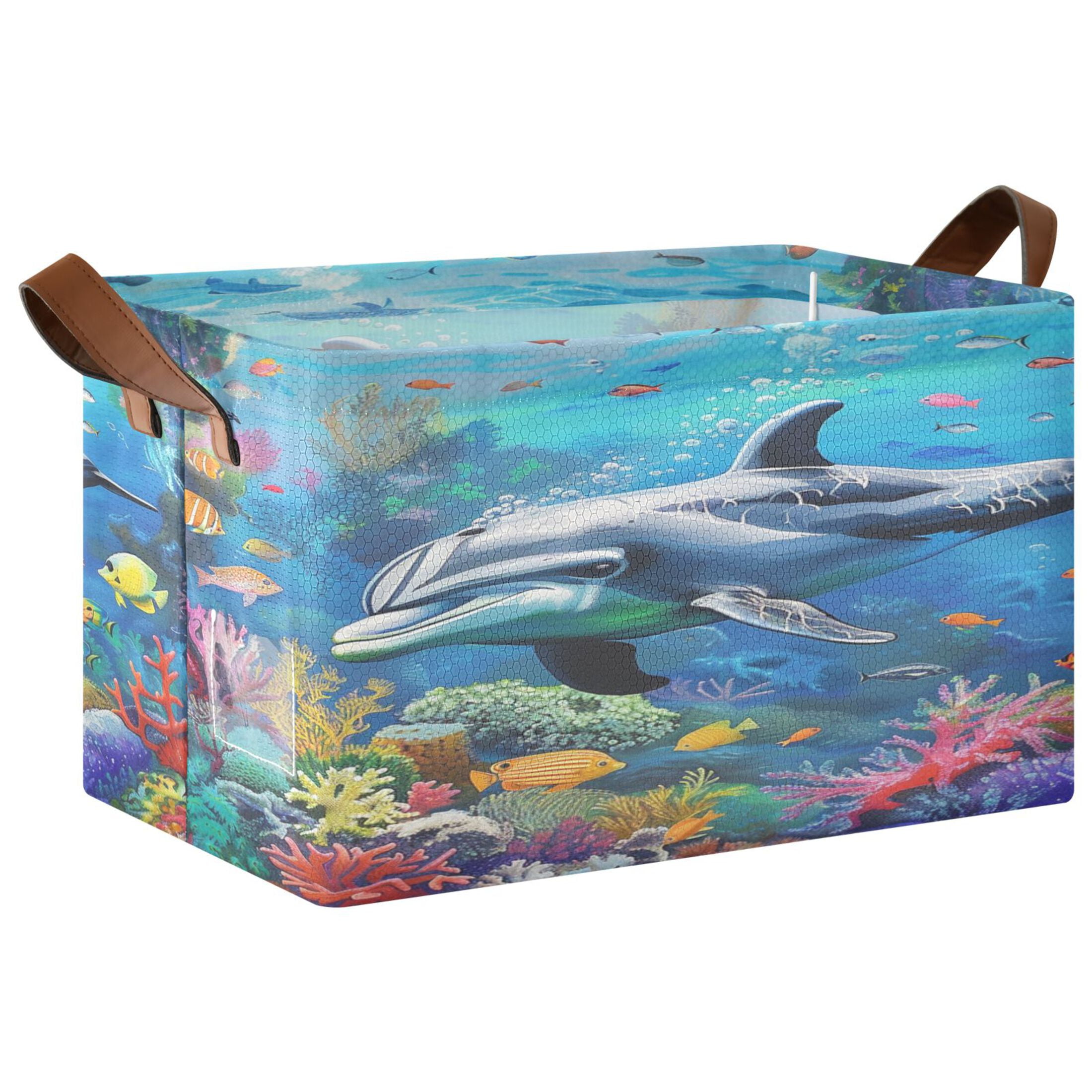 Ryvnso Dolphin and Fish under Sea Storage Bins Large Basket Foldable ...
