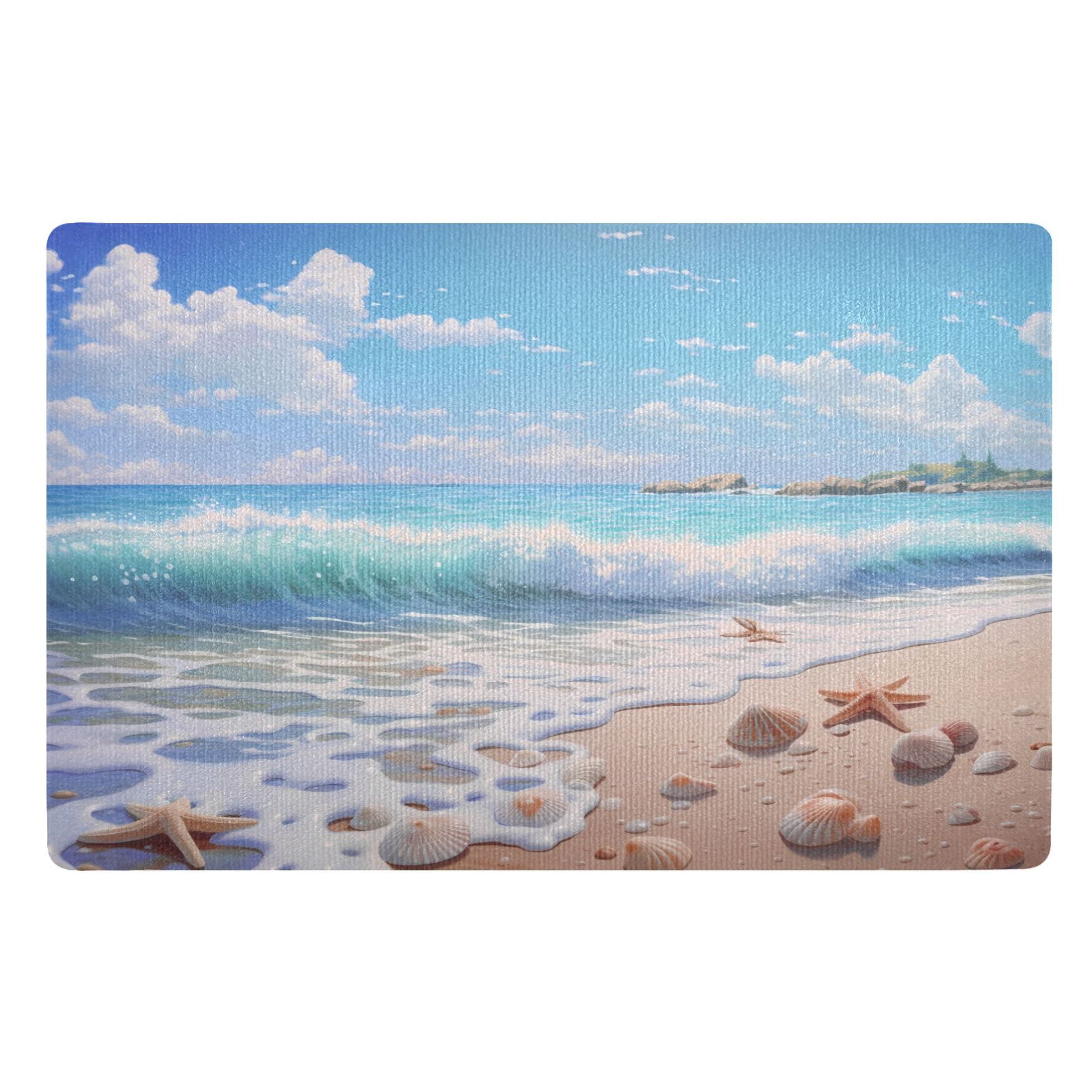 Ryvnso Door Mats Beach Sea Shells Seastar Outdoor Indoor Entrance Low ...