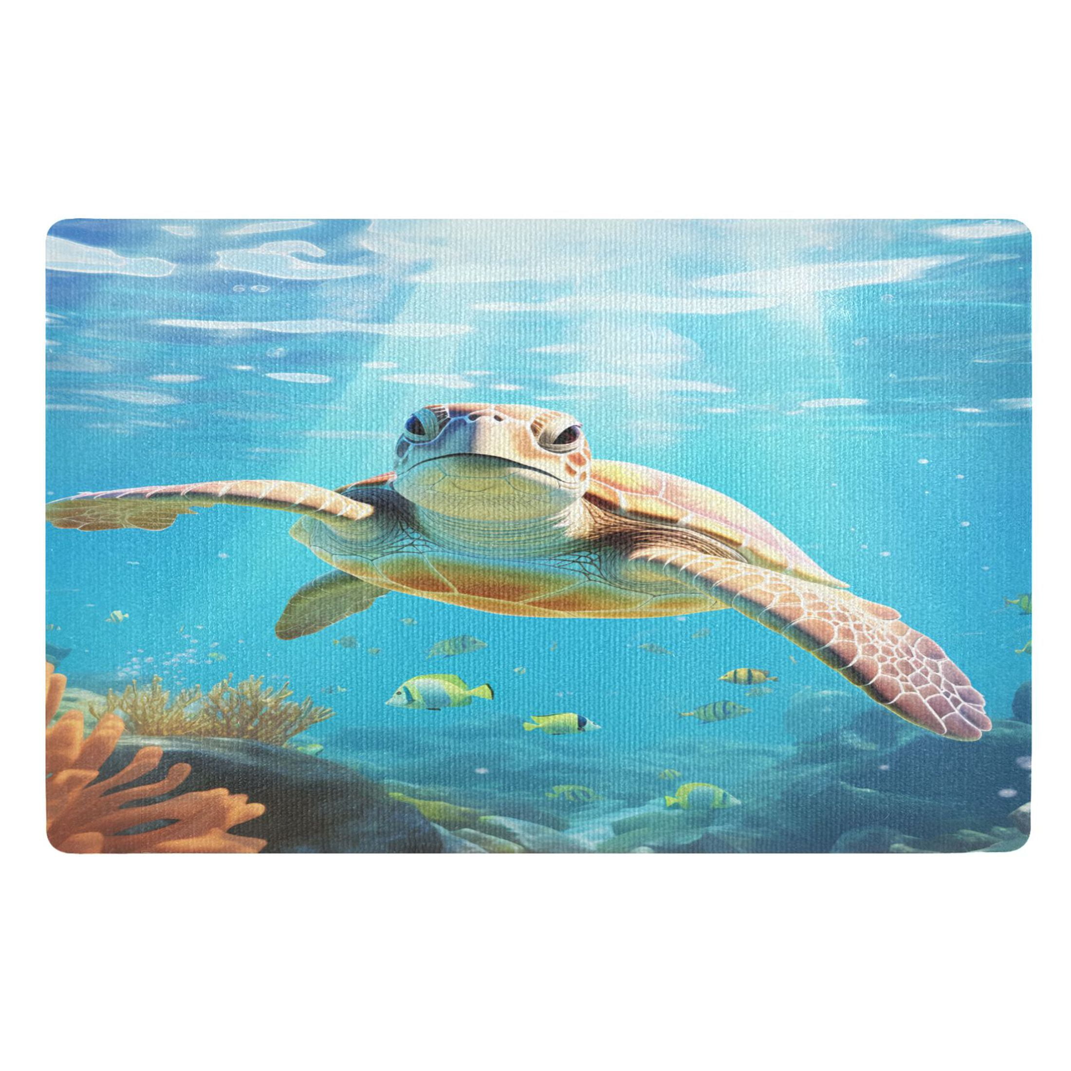 Ryvnso Door Mats Big Sea Turtle Outdoor Indoor Entrance Low Profile ...