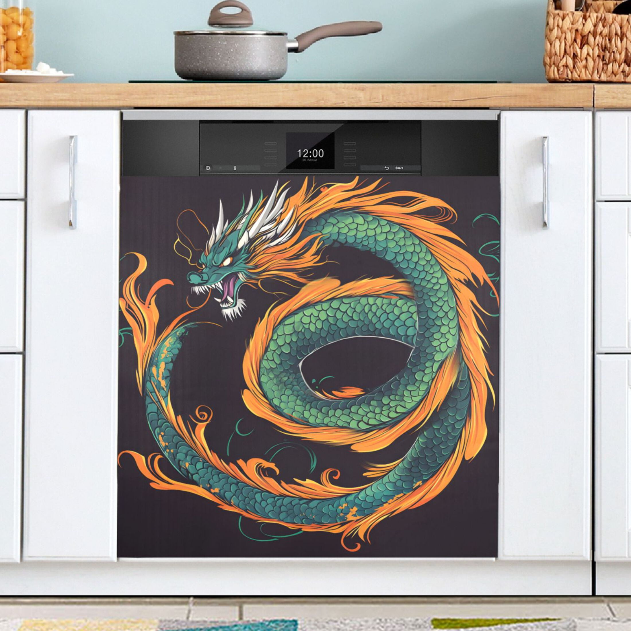 Ryvnso Dragon Pattern Dishwasher Magnetic Refrigerator Magnet Cover ...