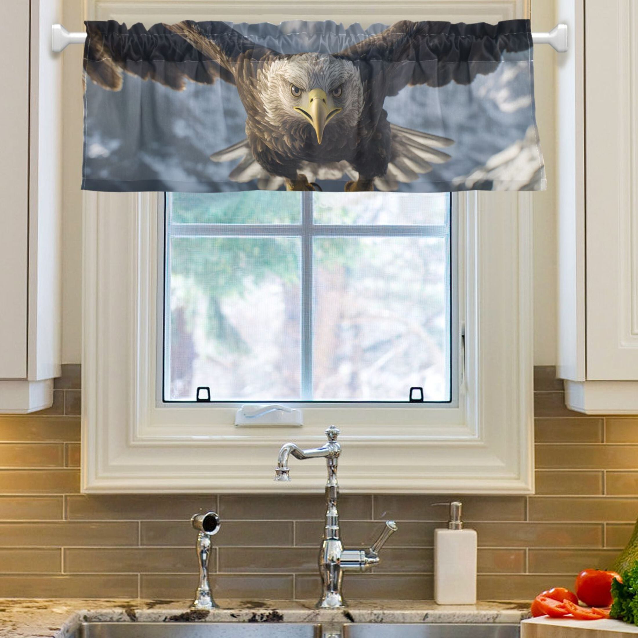 Ryvnso Eagle Flying Window Valance Kitchen Farmhouse Rod Pocket Short ...