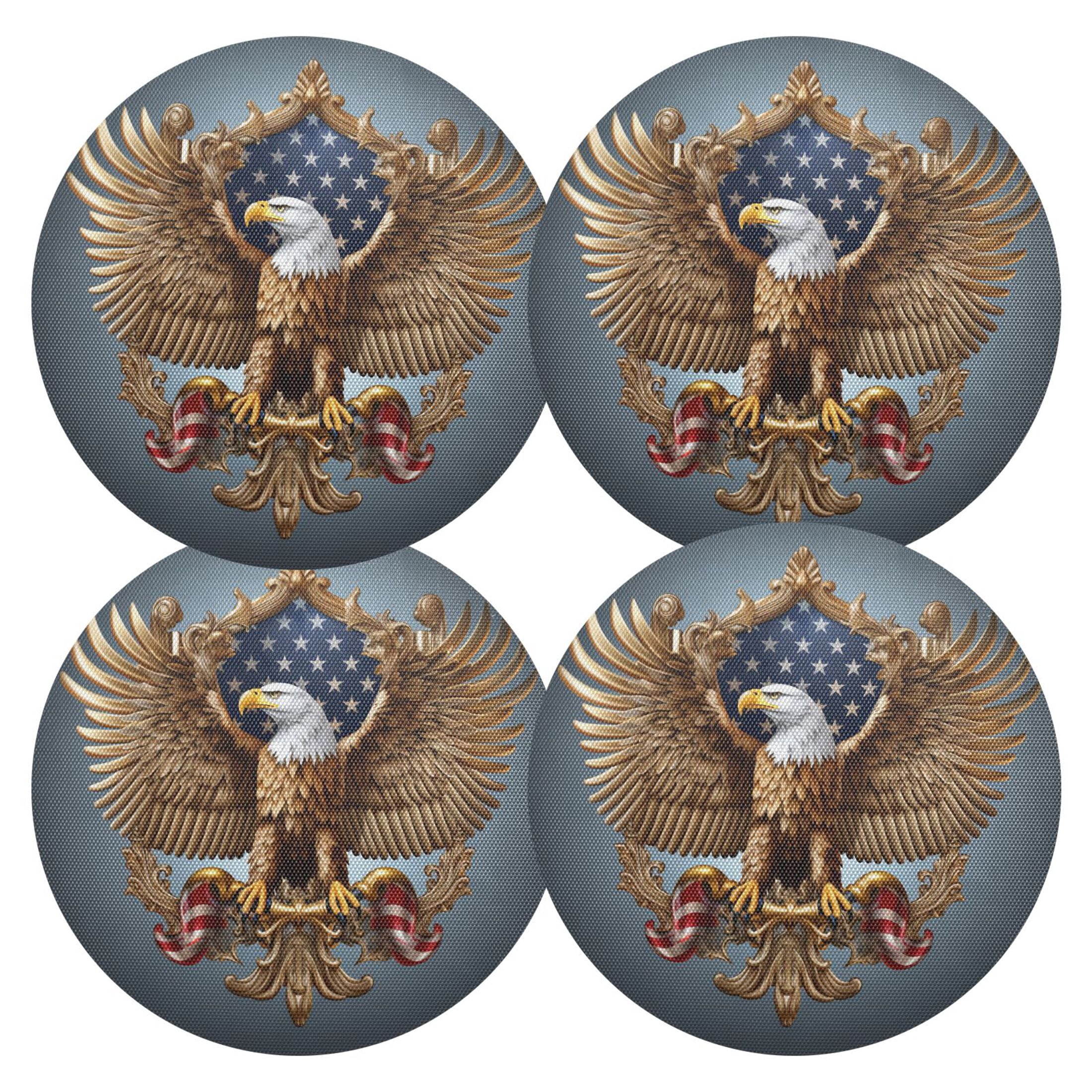Ryvnso Eagle with Flag Round Plate Mats Dining Table Placemat Set of 4 ...