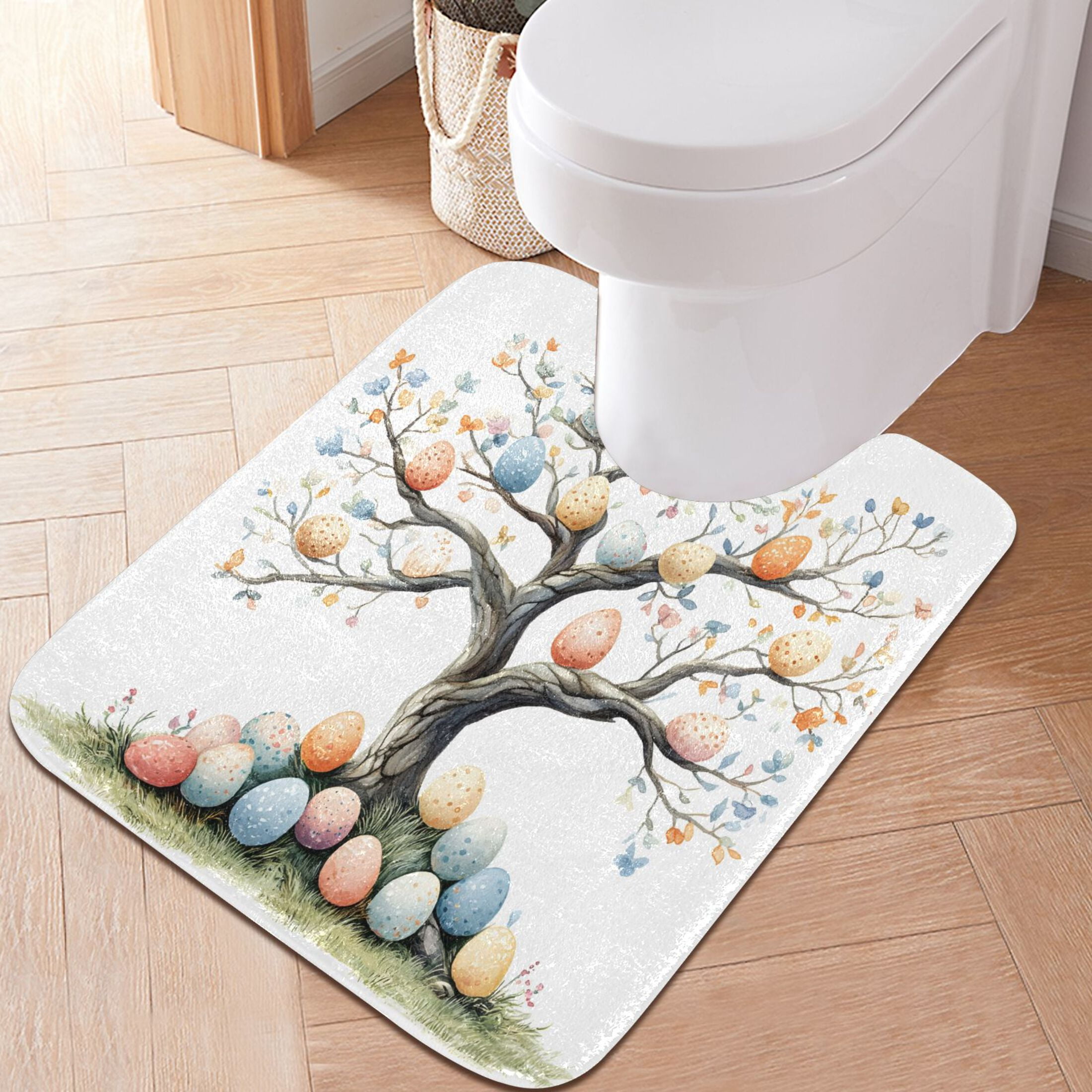 Ryvnso Easter Eggs Tree Bathroom Shaggy Rugs Toilet U Shape Mat Soft ...
