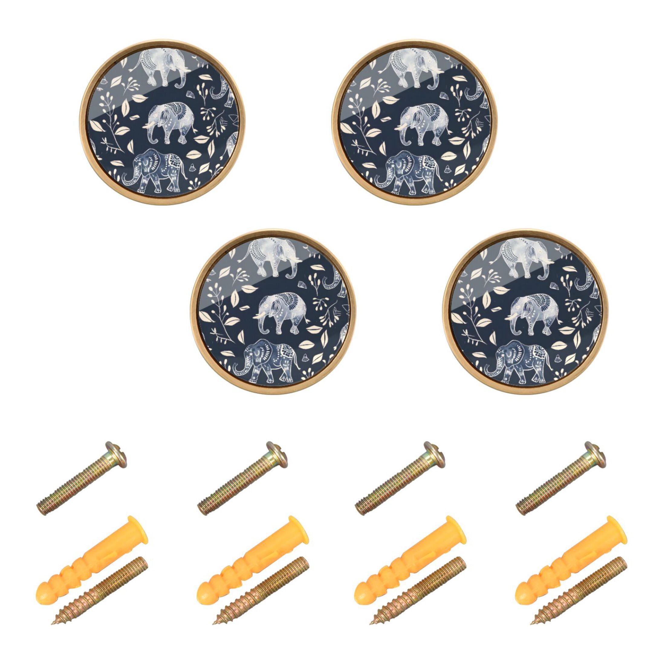 Ryvnso Elephant Boho Style Cabinet Knobs Kitchen Door Round Pulls ...