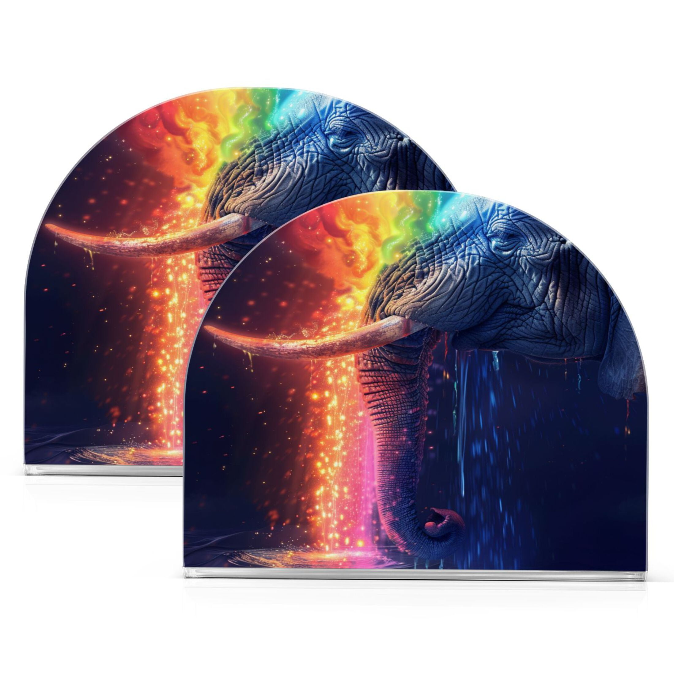 Ryvnso Elephant with Rainbow Waterfall Acrylic Napkin Holder Table ...