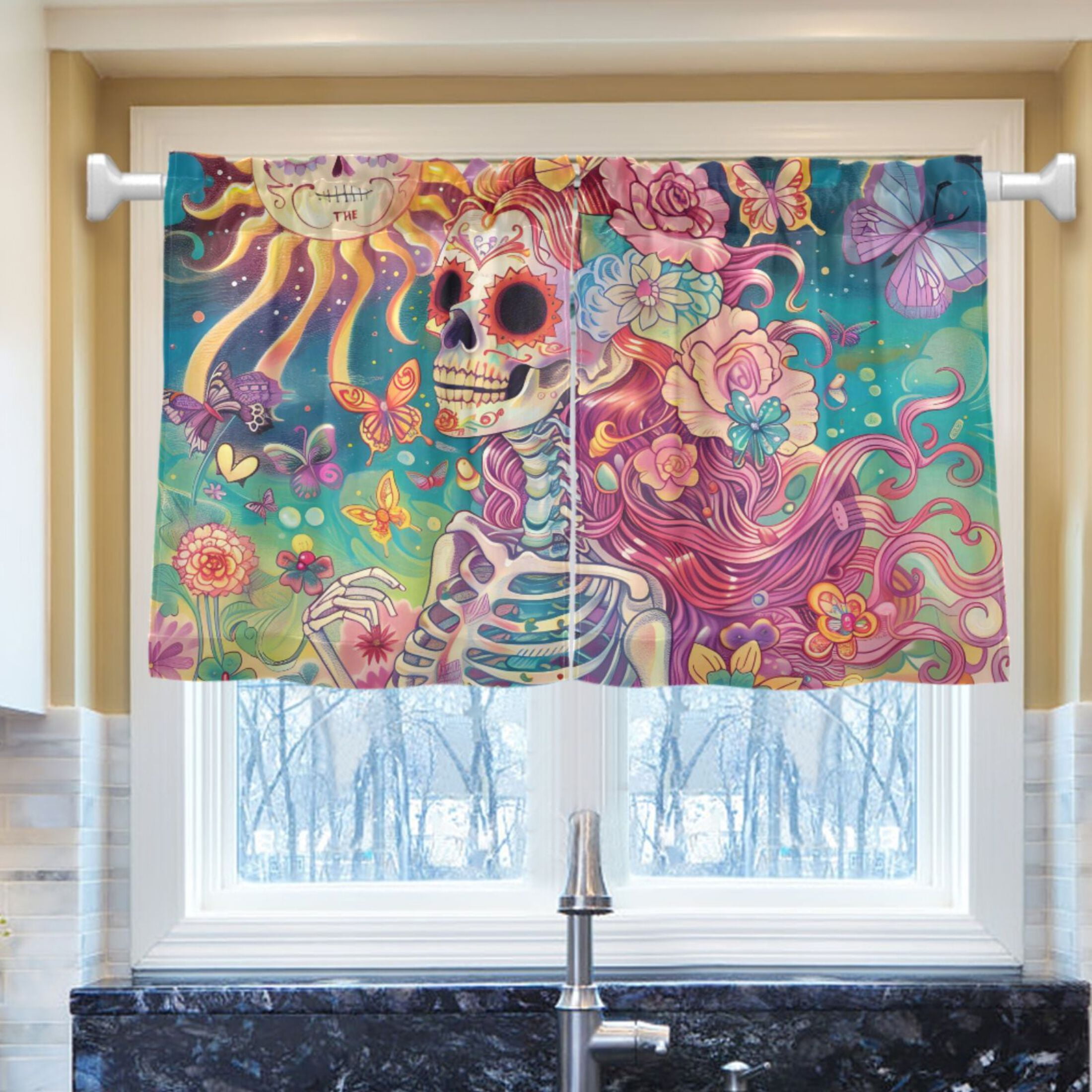 Ryvnso Ethnic Bohemia Skeleton Half Curtains Sets Tier 2 Panels Short ...