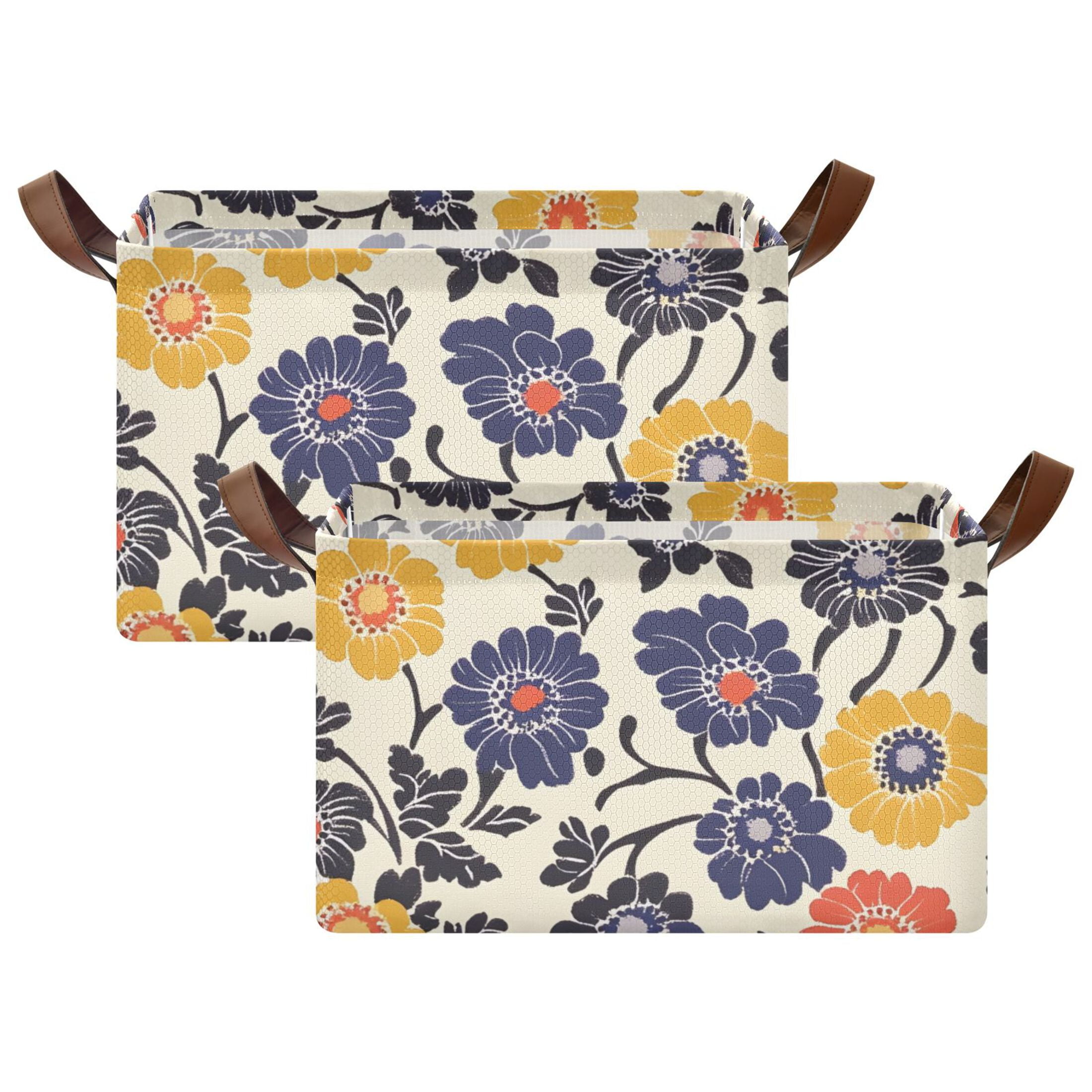 Ryvnso Ethnic Floral Storage Bins Large Basket Foldable Cube Toys ...