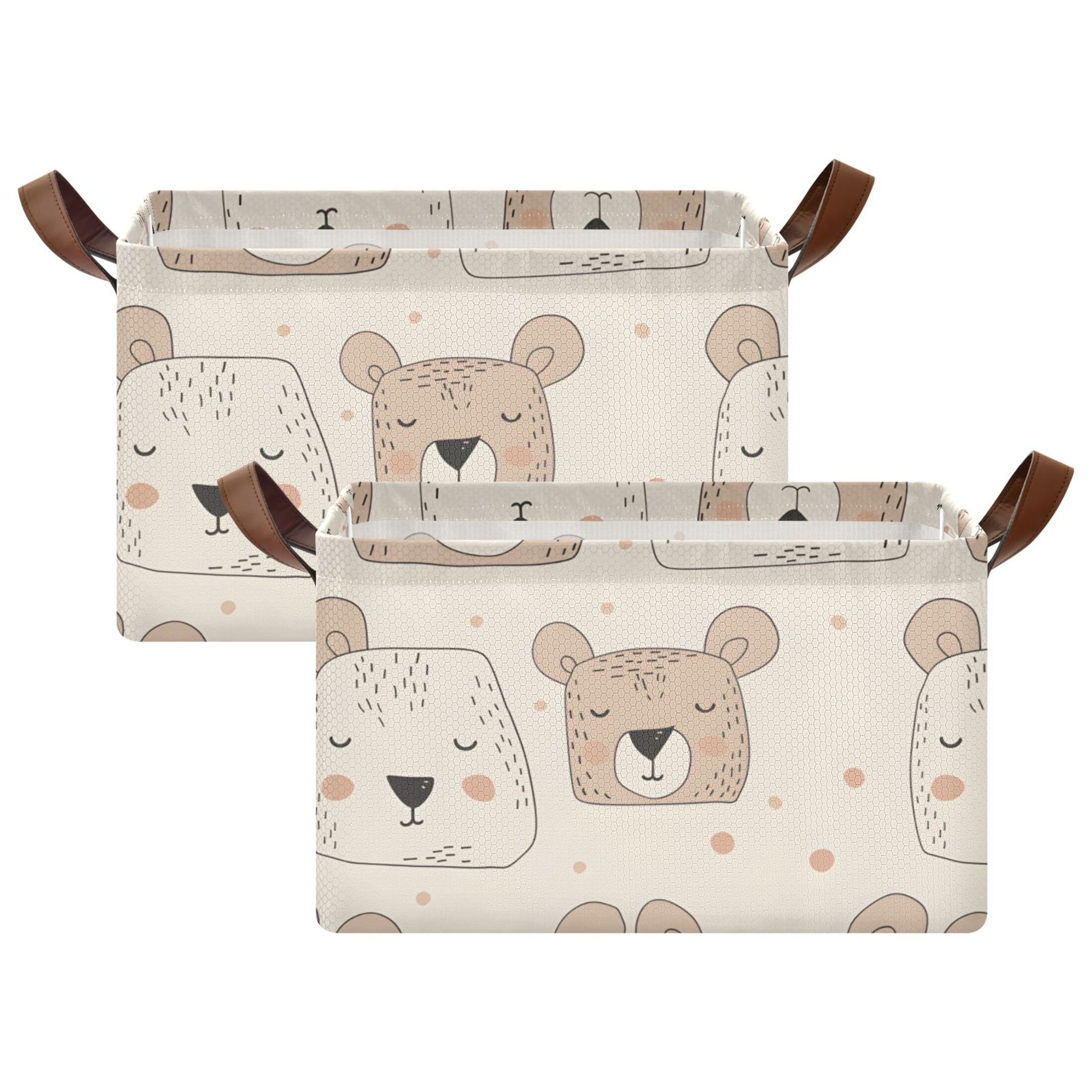 Ryvnso Face Of Bears Storage Bins Large Basket Foldable Cube Toys ...