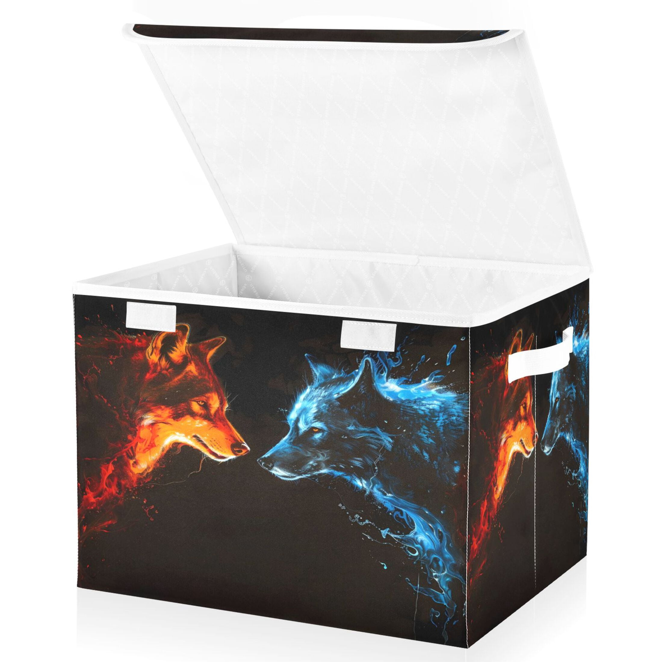 Ryvnso Facing Wolf Large Lidded Foldable Storage Baskets Cubes Boxes ...
