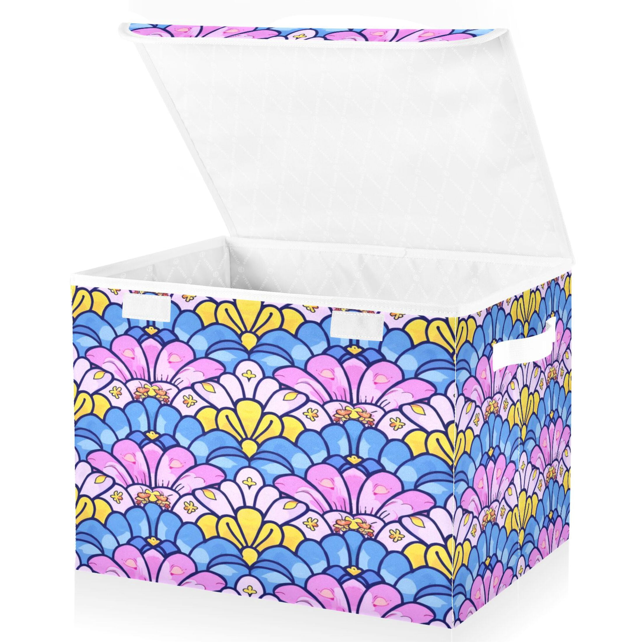 Ryvnso Fantasy Mermaid Scale Floral Large Lidded Foldable Storage ...