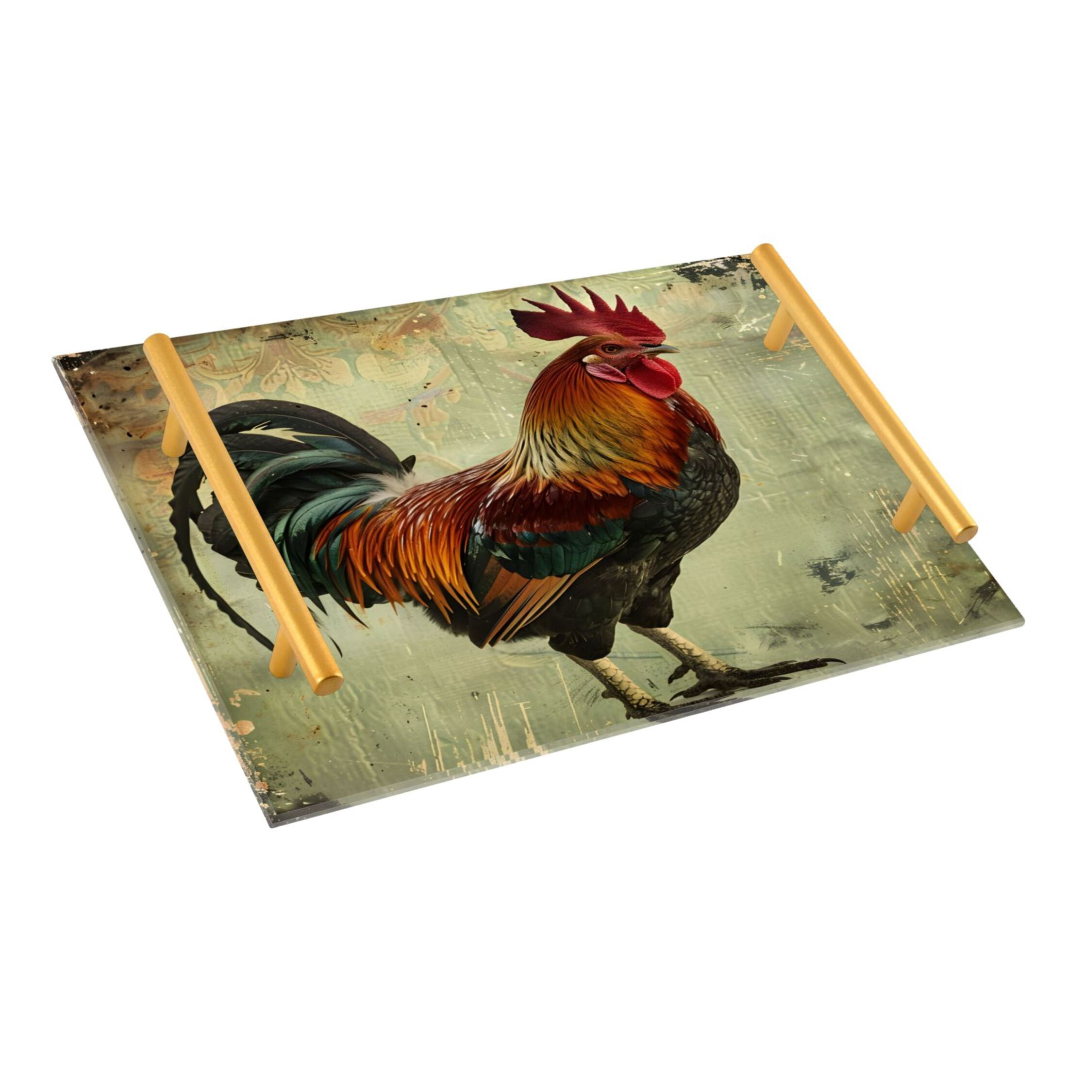Ryvnso Farmhouse Rooster Bathroom Tray Vanity Countertop Trays Acrylic ...