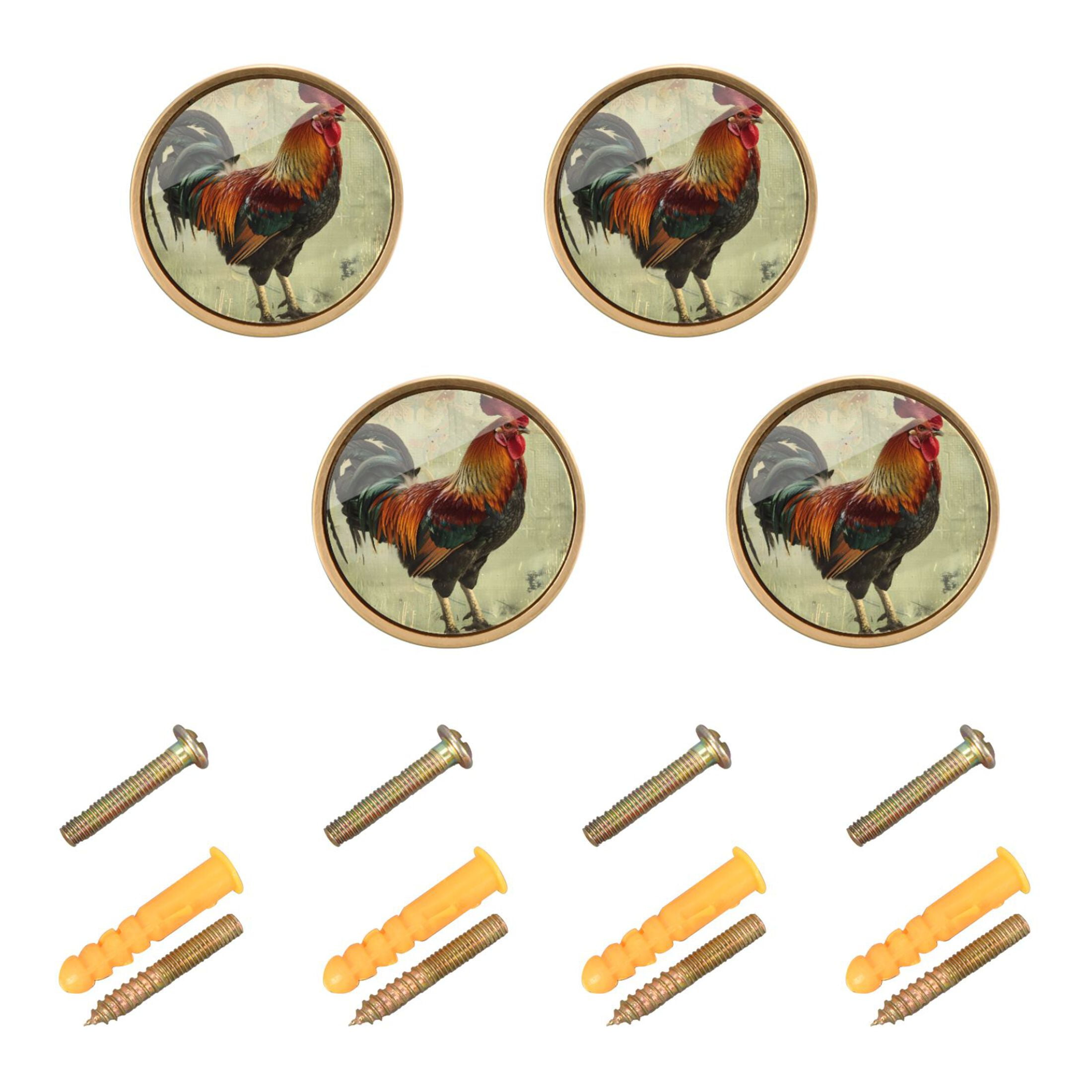 Ryvnso Farmhouse Rooster Cabinet Knobs Kitchen Door Round Pulls Drawers ...
