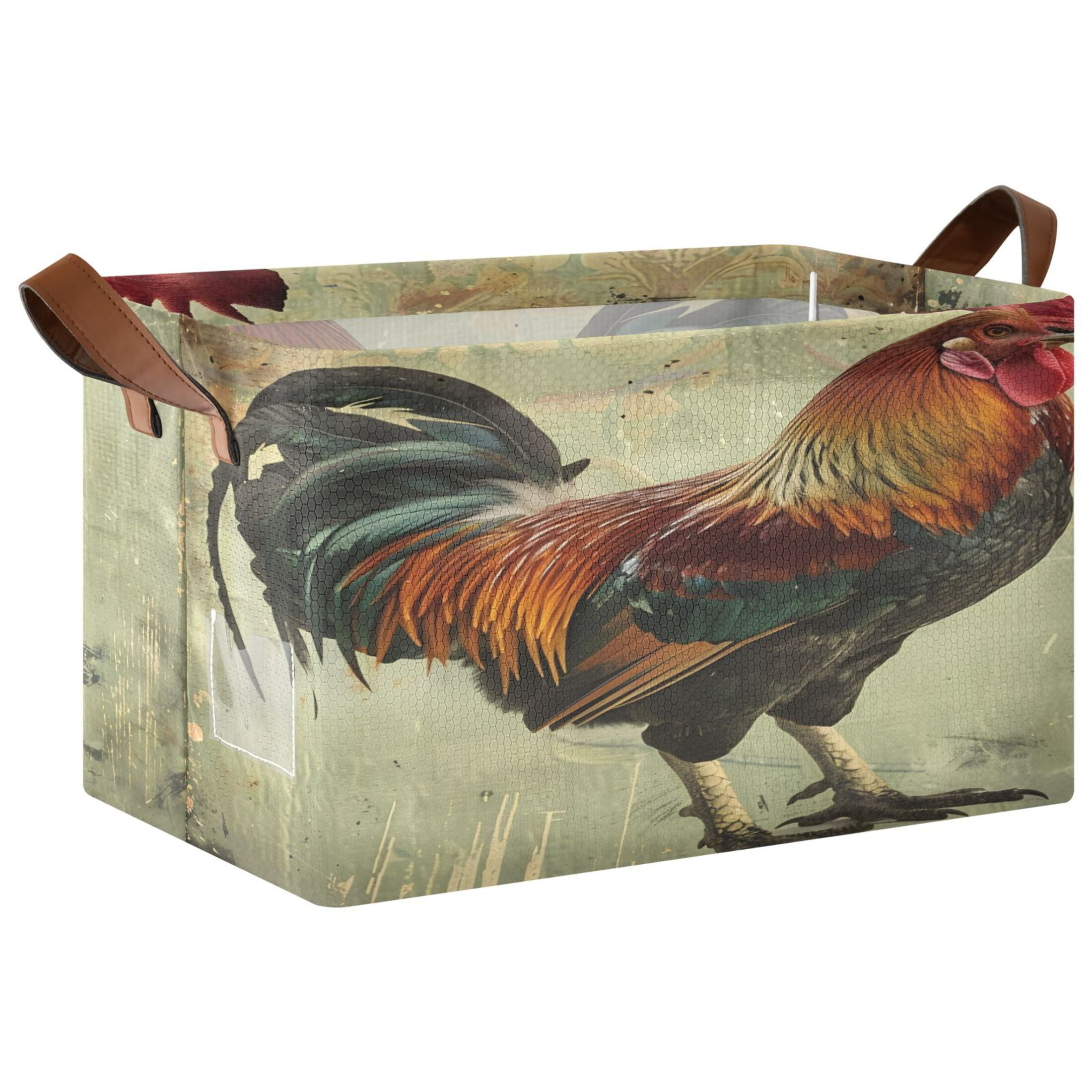 Ryvnso Farmhouse Rooster Storage Bins Large Basket Foldable Cube Toys ...