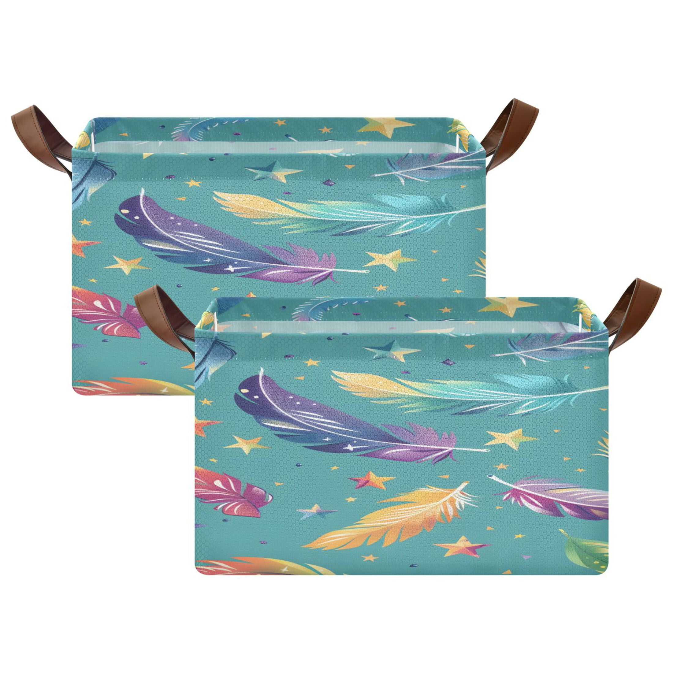 Ryvnso Feathers Stars Storage Bins Large Basket Foldable Cube Toys ...
