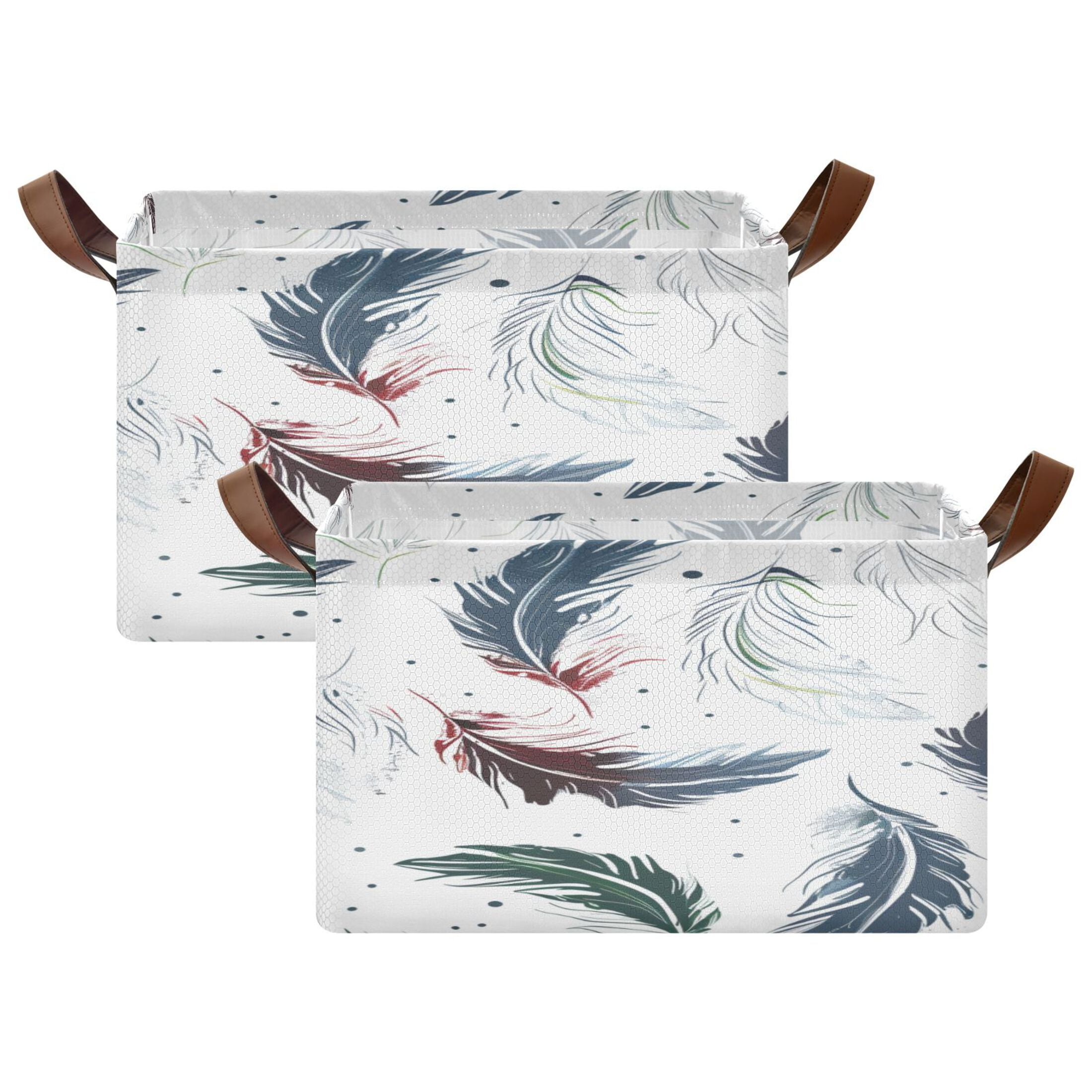 Ryvnso Feathers Storage Bins Large Basket Foldable Cube Toys Organizer ...