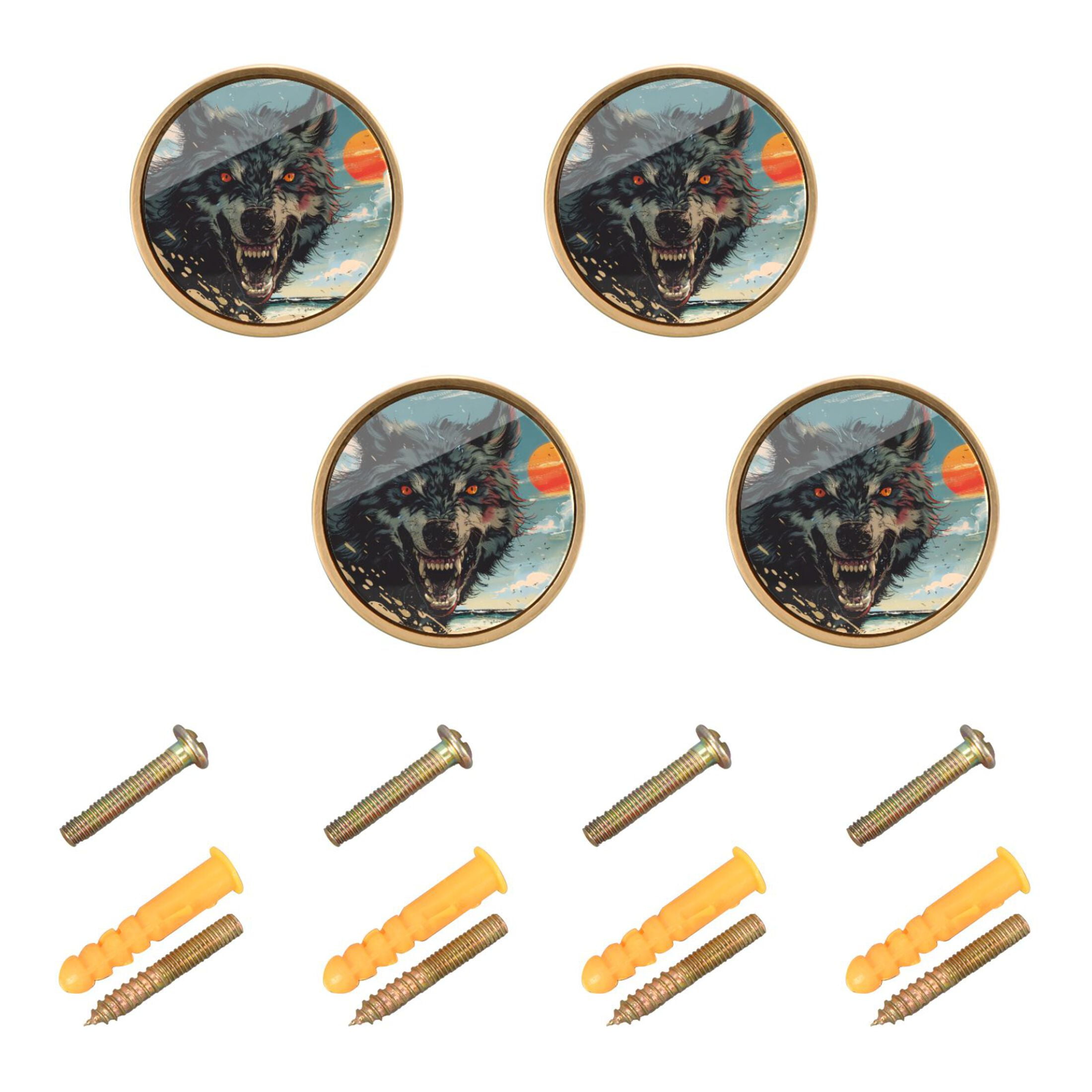 Ryvnso Ferocity Lone Wolf Cabinet Knobs Kitchen Door Round Pulls ...
