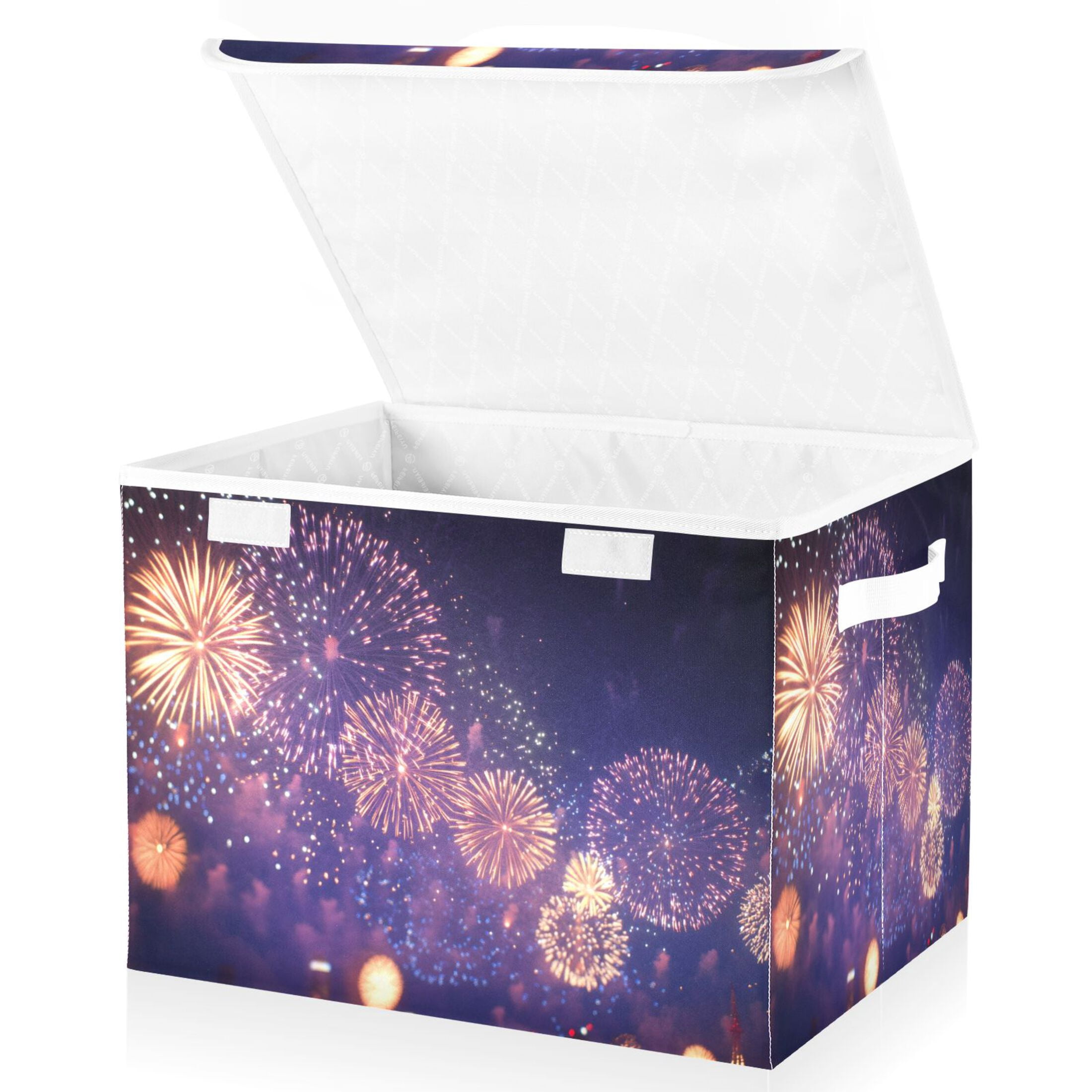 Ryvnso Fireworks Blooming Scene Large Lidded Foldable Storage Baskets ...