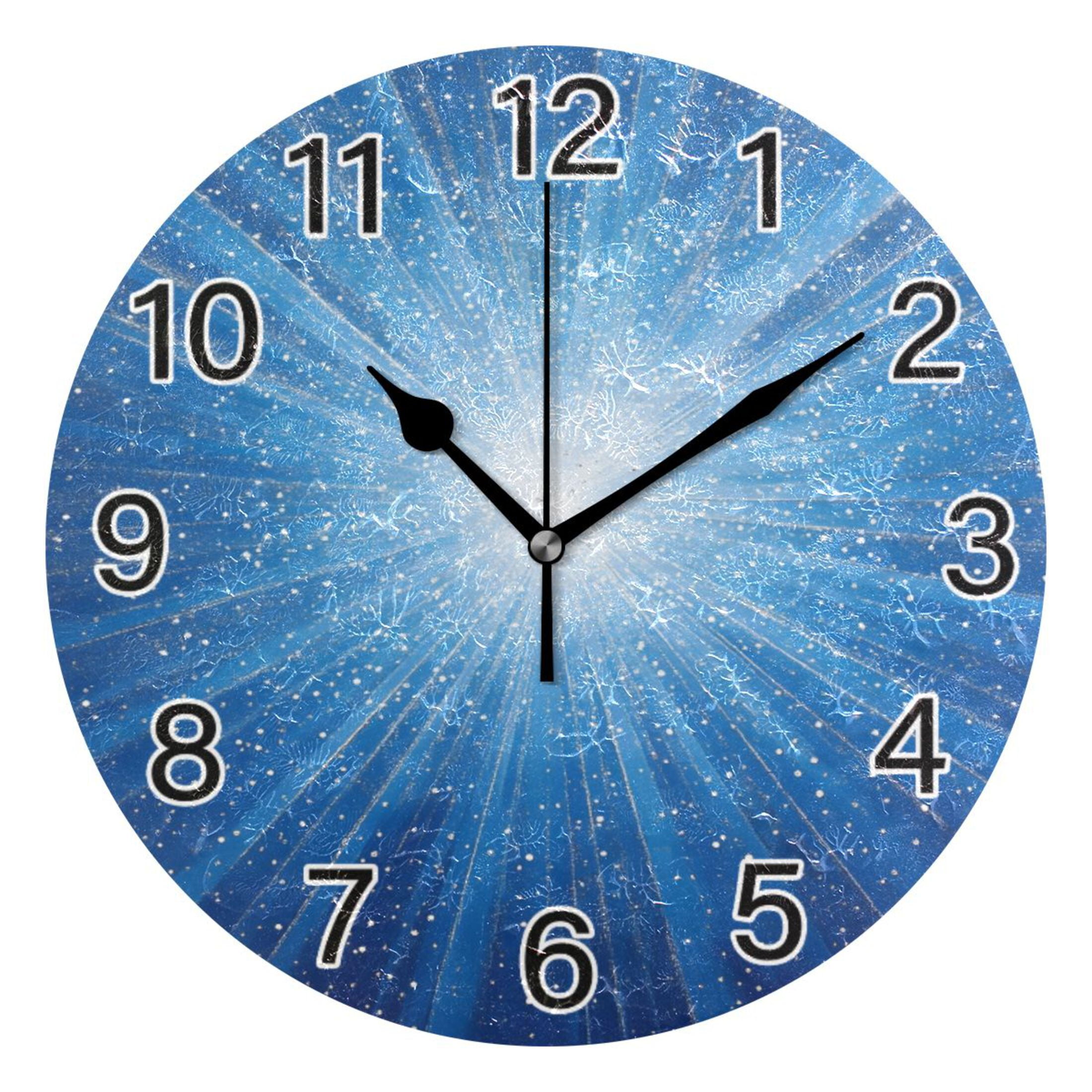 Ryvnso Fireworks Stripes Print Wall Clock Non Ticking Silent Kitchen ...