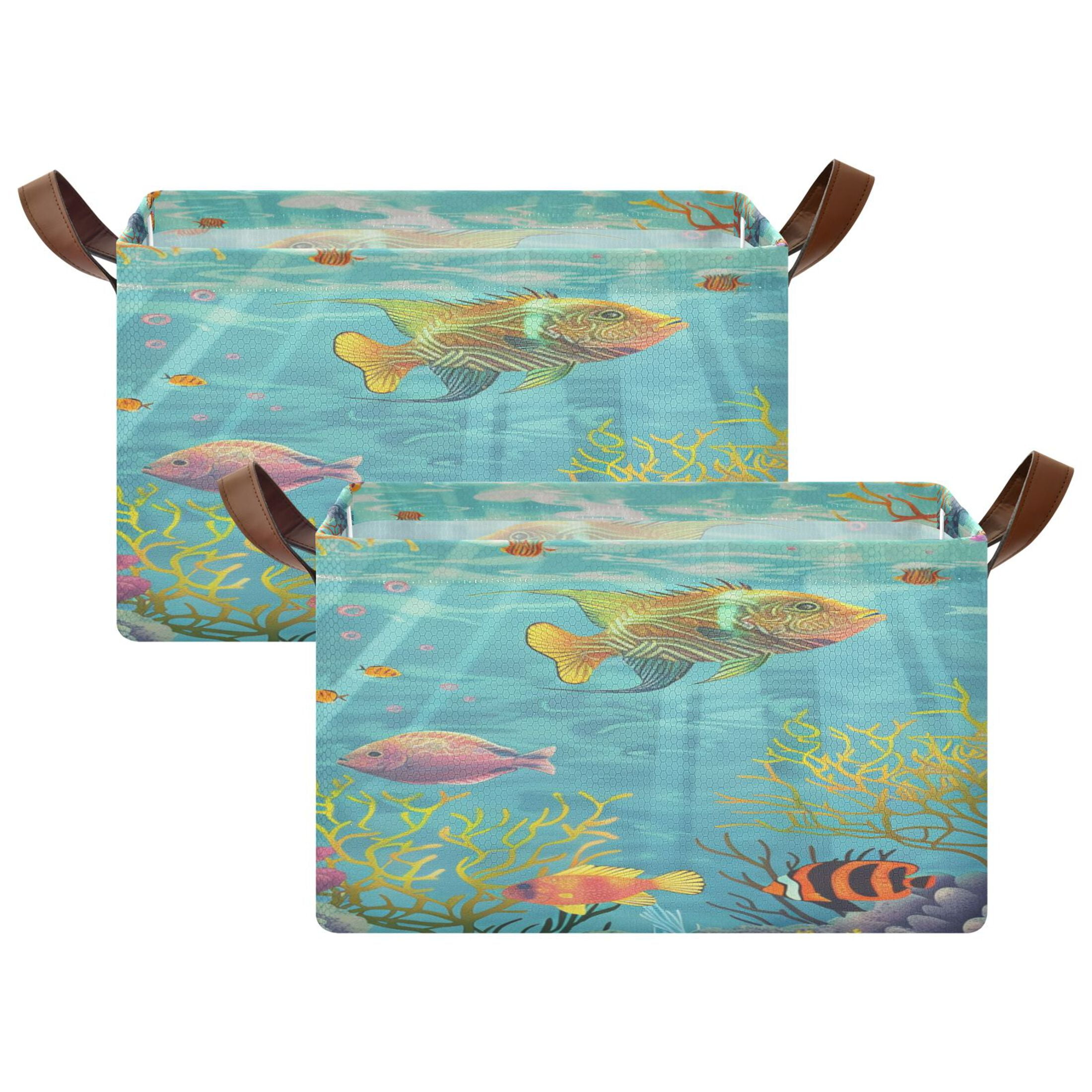 Ryvnso Fish Ocean View Pattern Storage Bins Large Basket Foldable Cube ...
