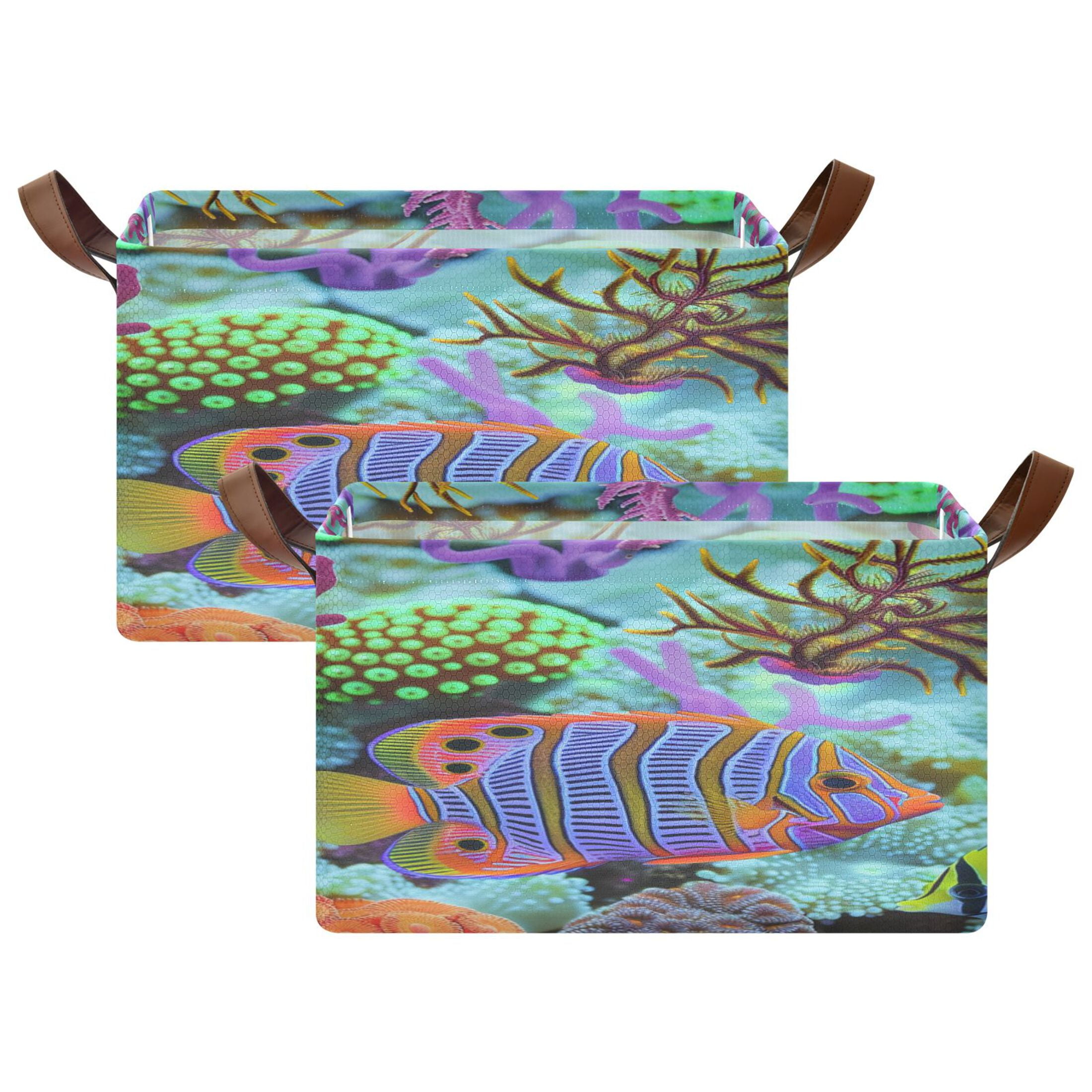 Ryvnso Fish in Ocean Coral Storage Bins Large Basket Foldable Cube Toys ...
