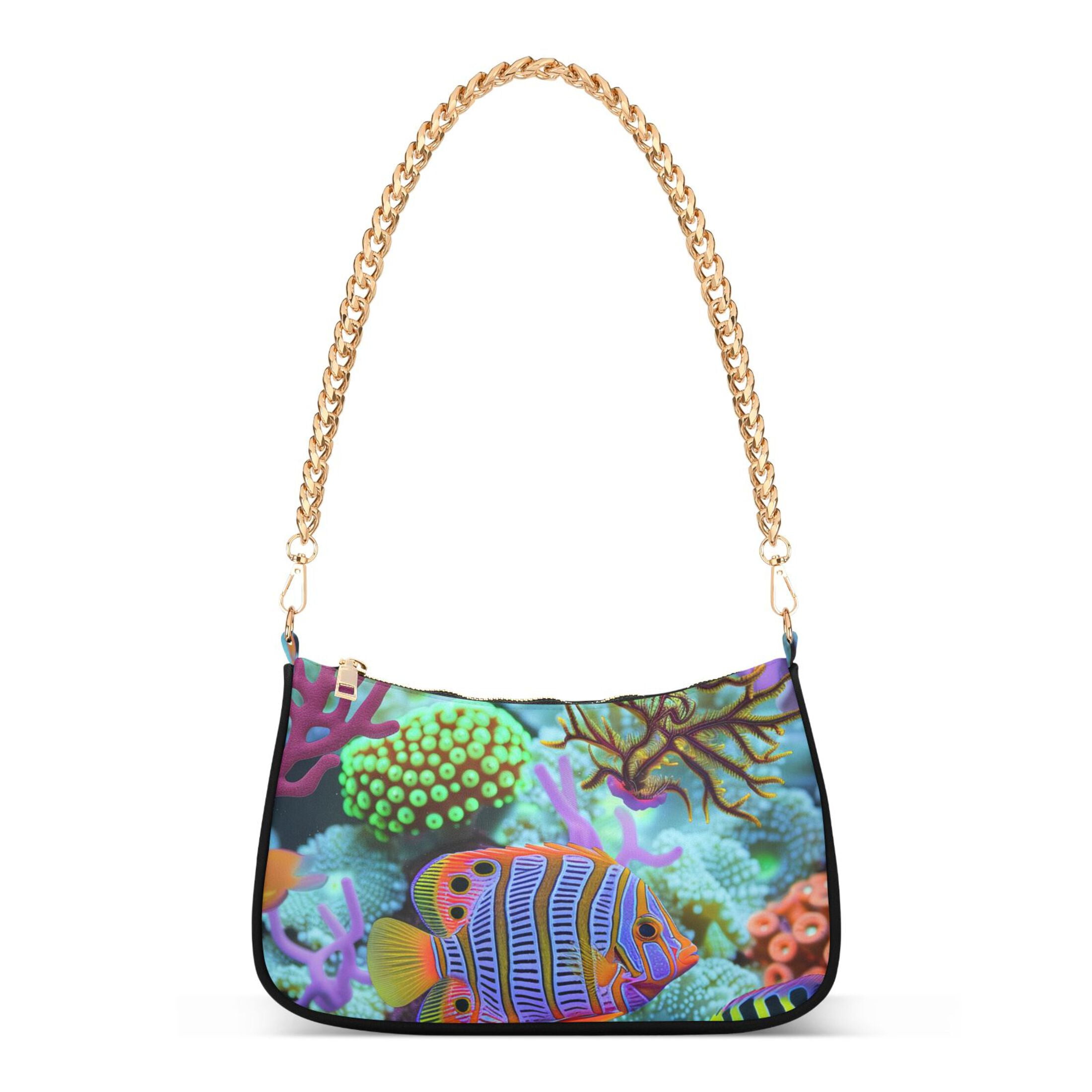 Ryvnso Fish in Ocean Coral Womens Chain Shoulder Bag Tote Handbags ...