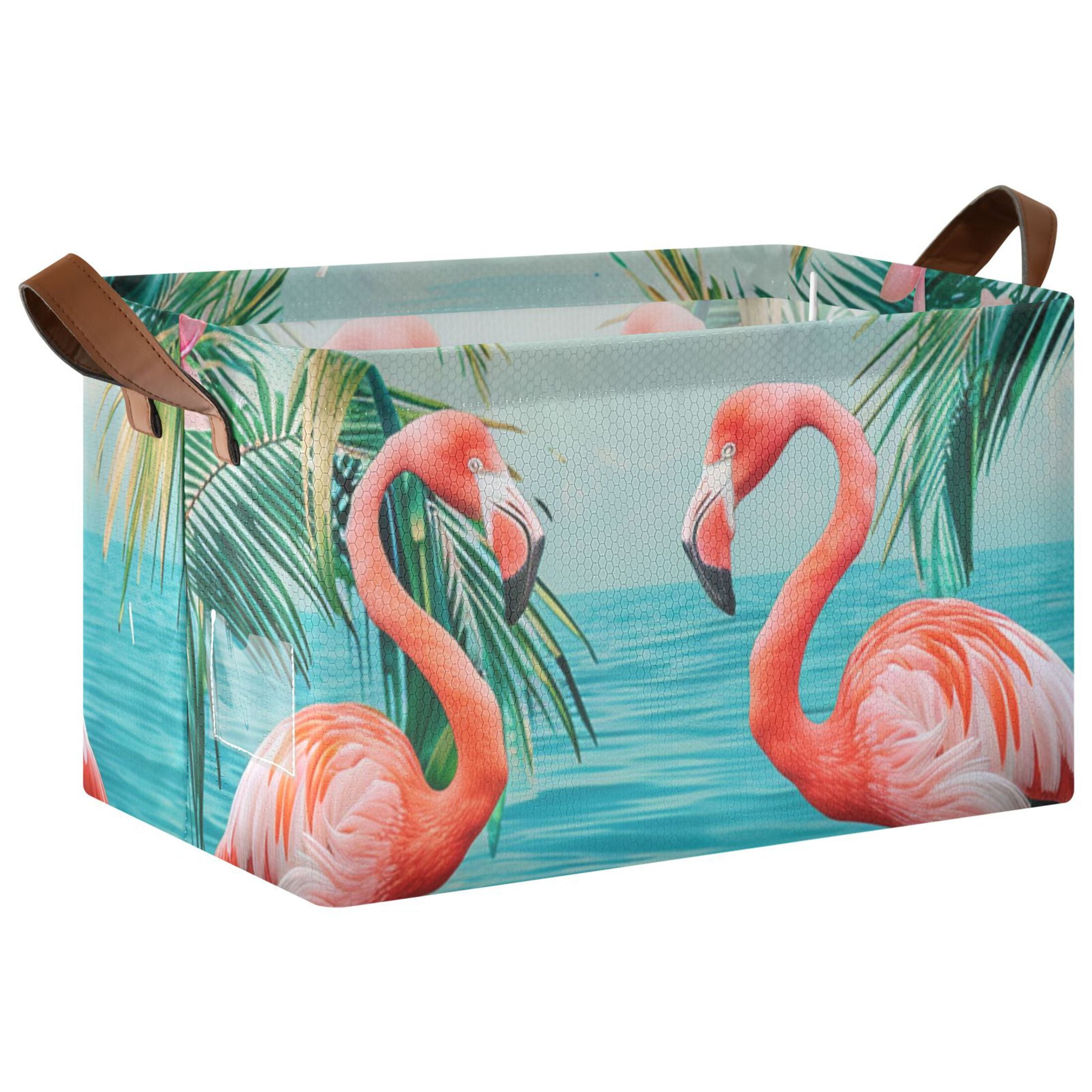 Ryvnso Flamingo Tropical Palm Tree Sea Storage Bins Large Basket ...