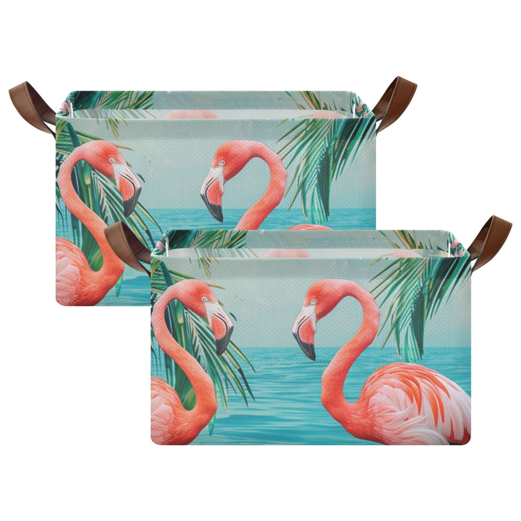 Ryvnso Flamingo Tropical Palm Tree Sea Storage Bins Large Basket ...