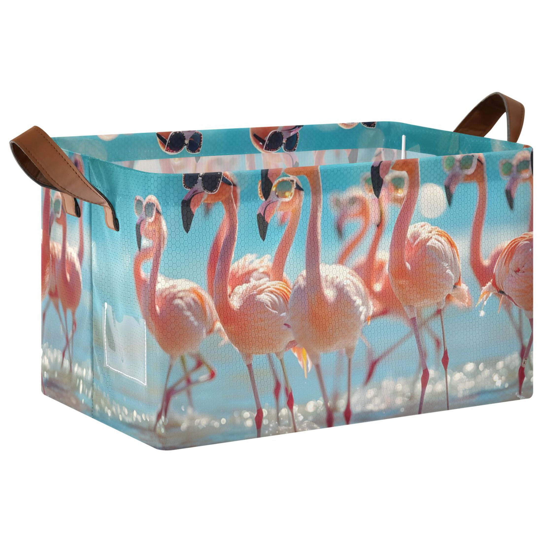 Ryvnso Flamingo on Beach Storage Bins Large Basket Foldable Cube Toys ...