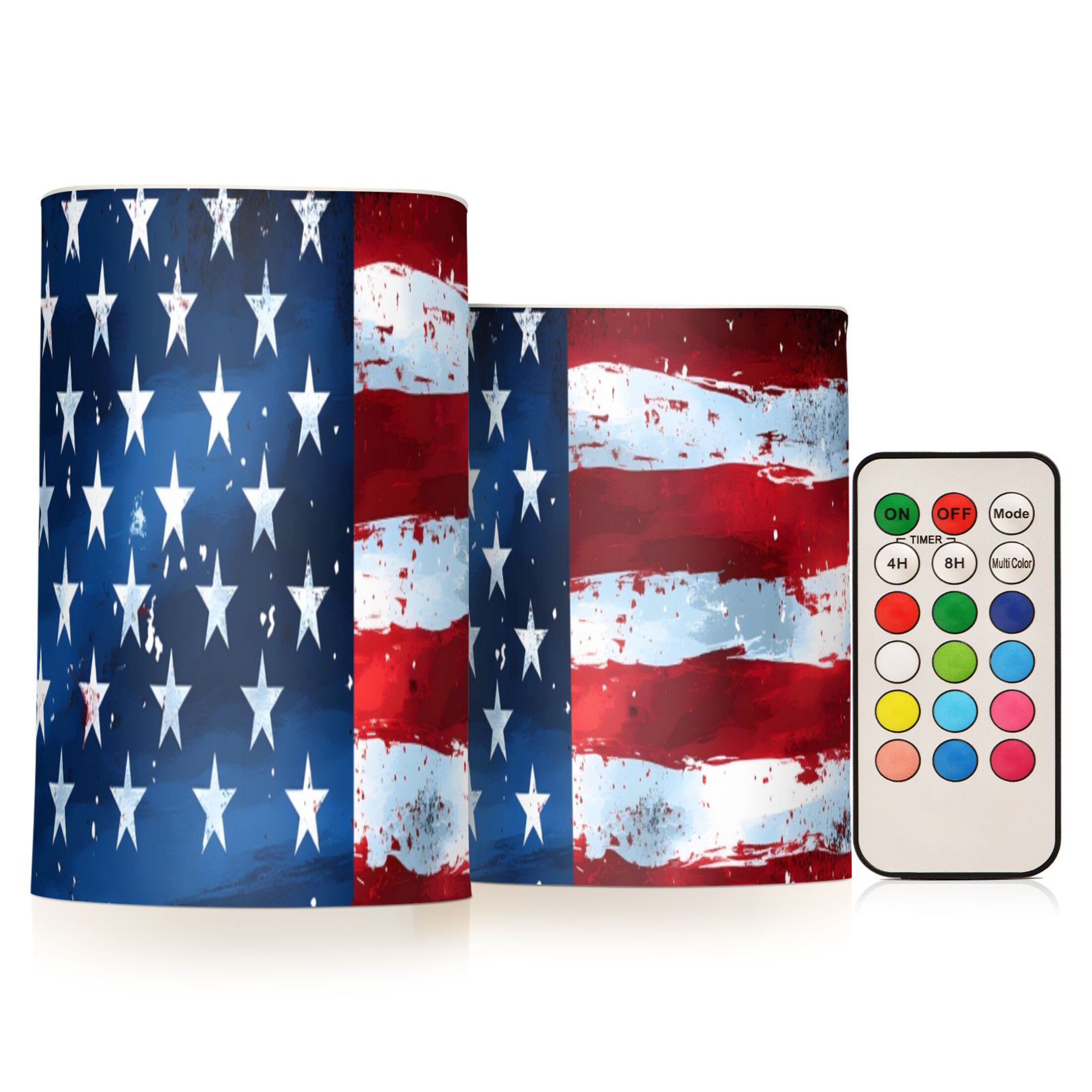 Ryvnso Flickering Flameless Candles American Flag Retro 2 PCs LED ...