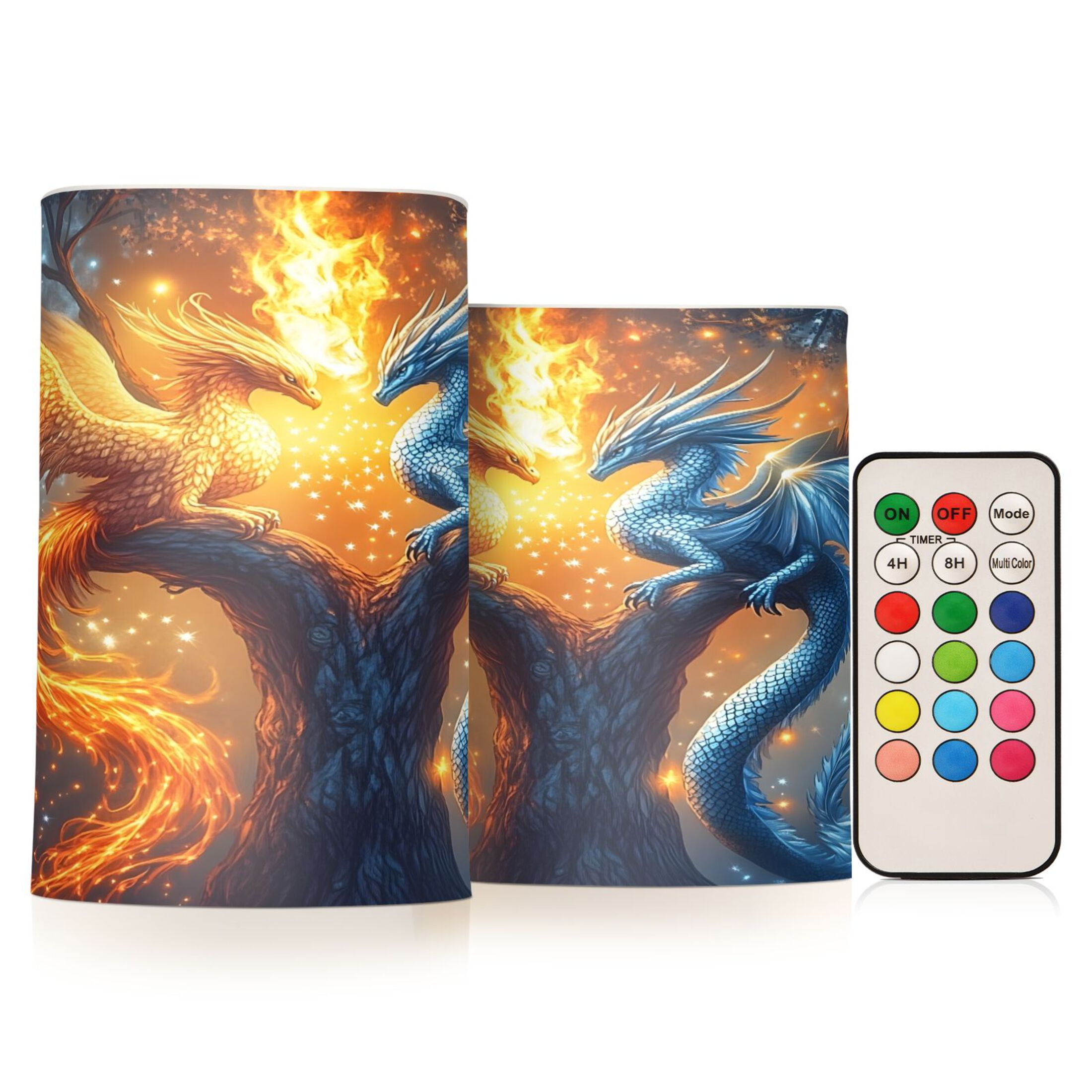 Ryvnso Flickering Flameless Candles Phoenix Ice and Fire 2 PCs LED ...