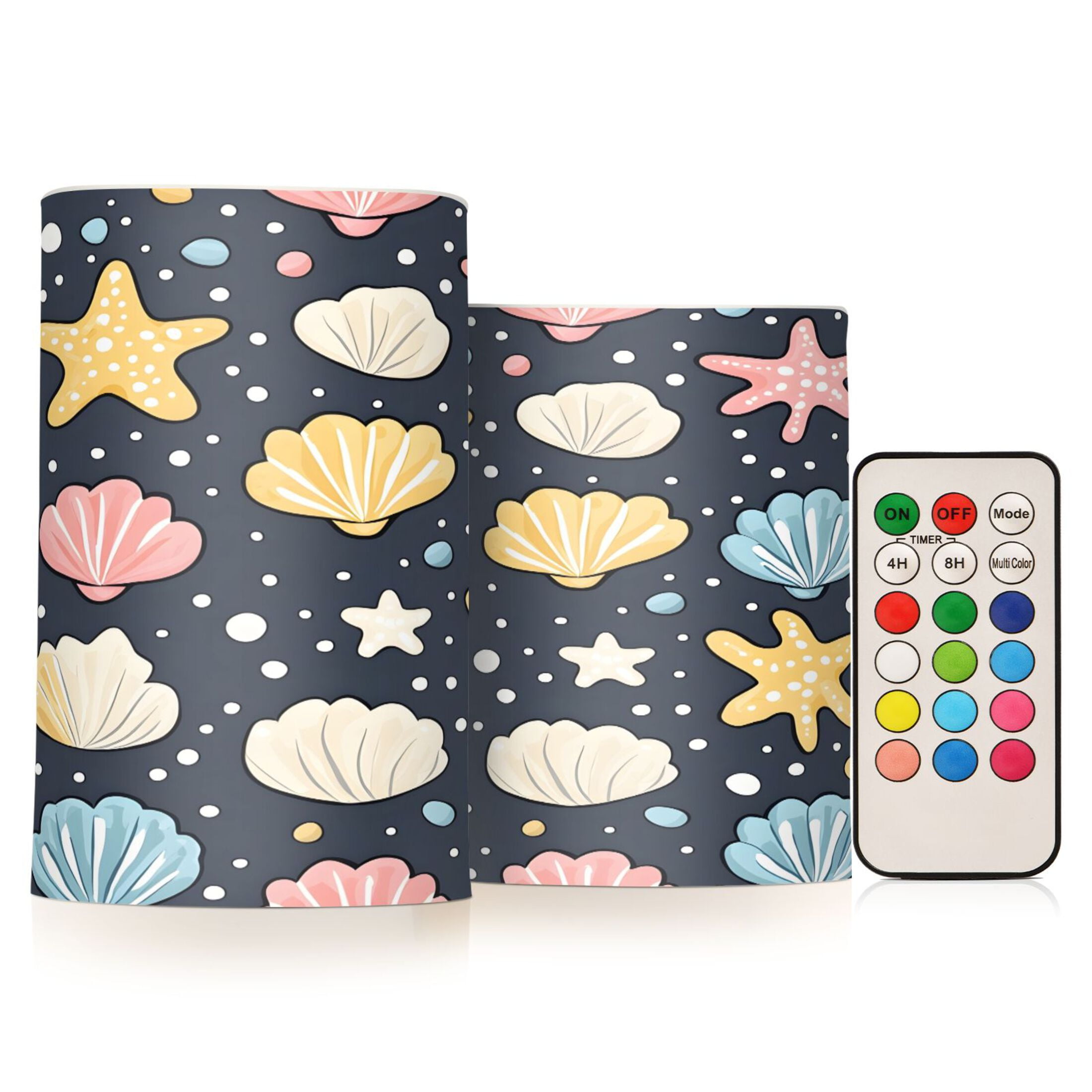 Ryvnso Flickering Flameless Candles Seashell Starfish Ocean 2 PCs LED ...