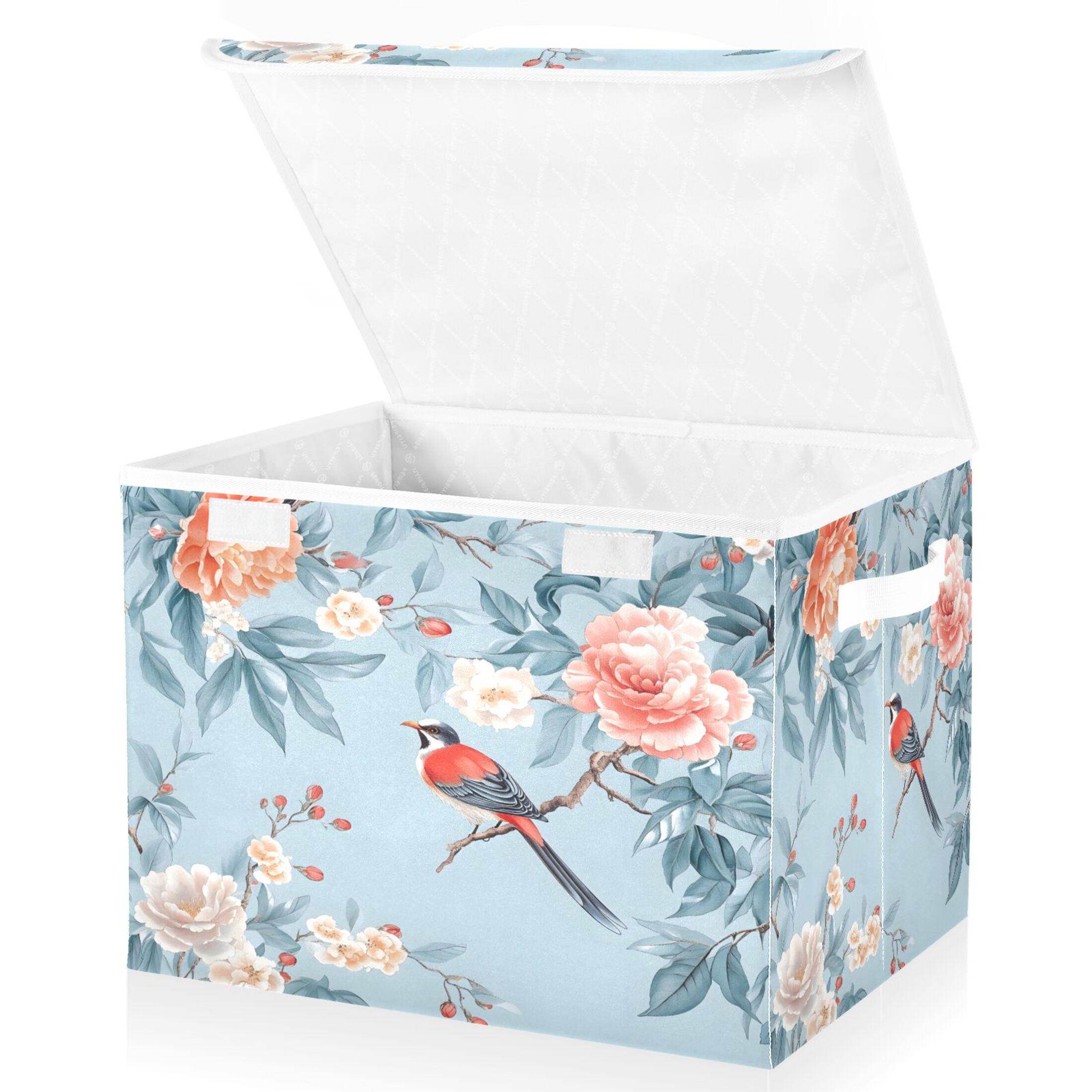 Ryvnso Floral Bird Large Lidded Foldable Storage Baskets Cubes Boxes ...