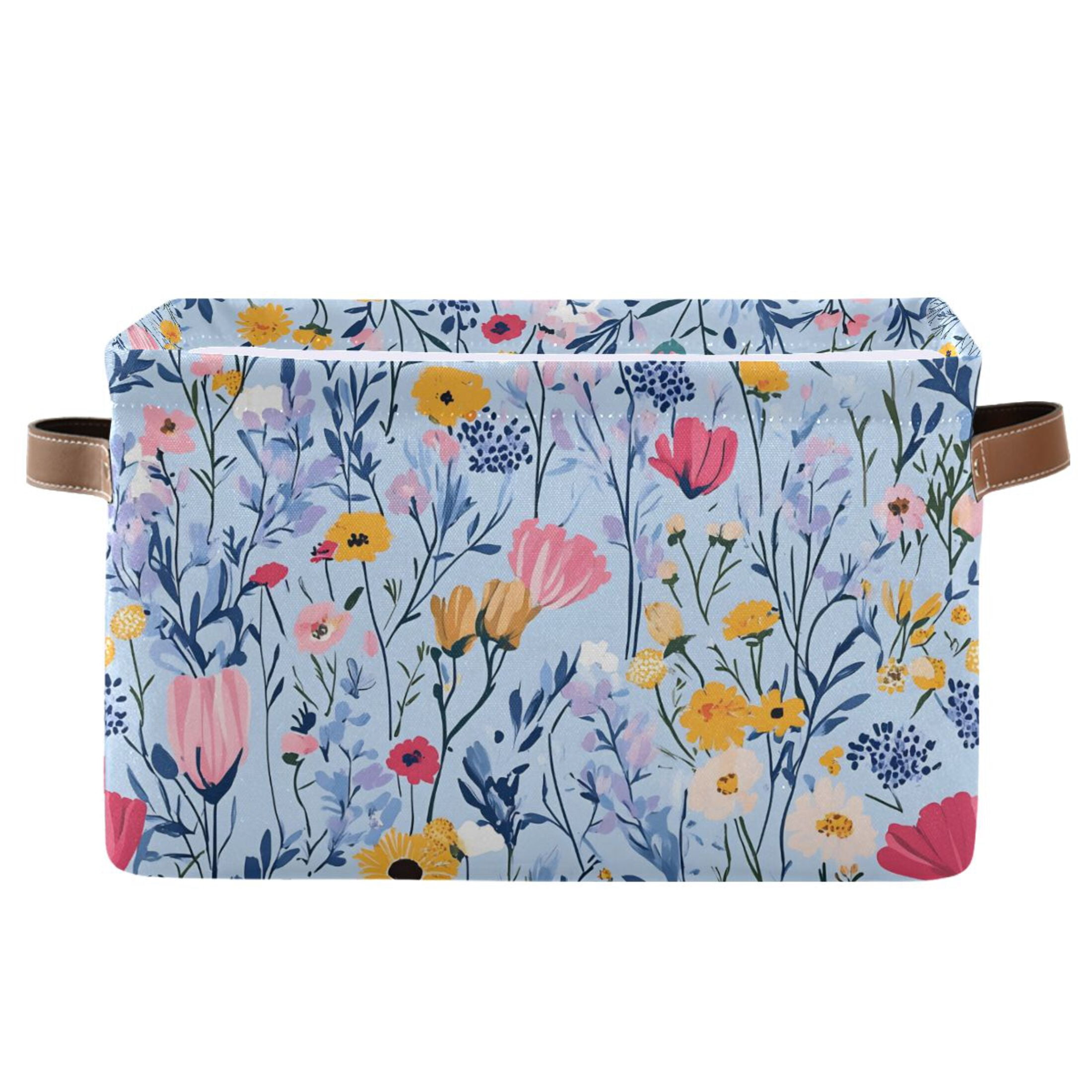 Ryvnso Floral Wildflower Storage Basket Large Bin Foldable Boxes Toys ...