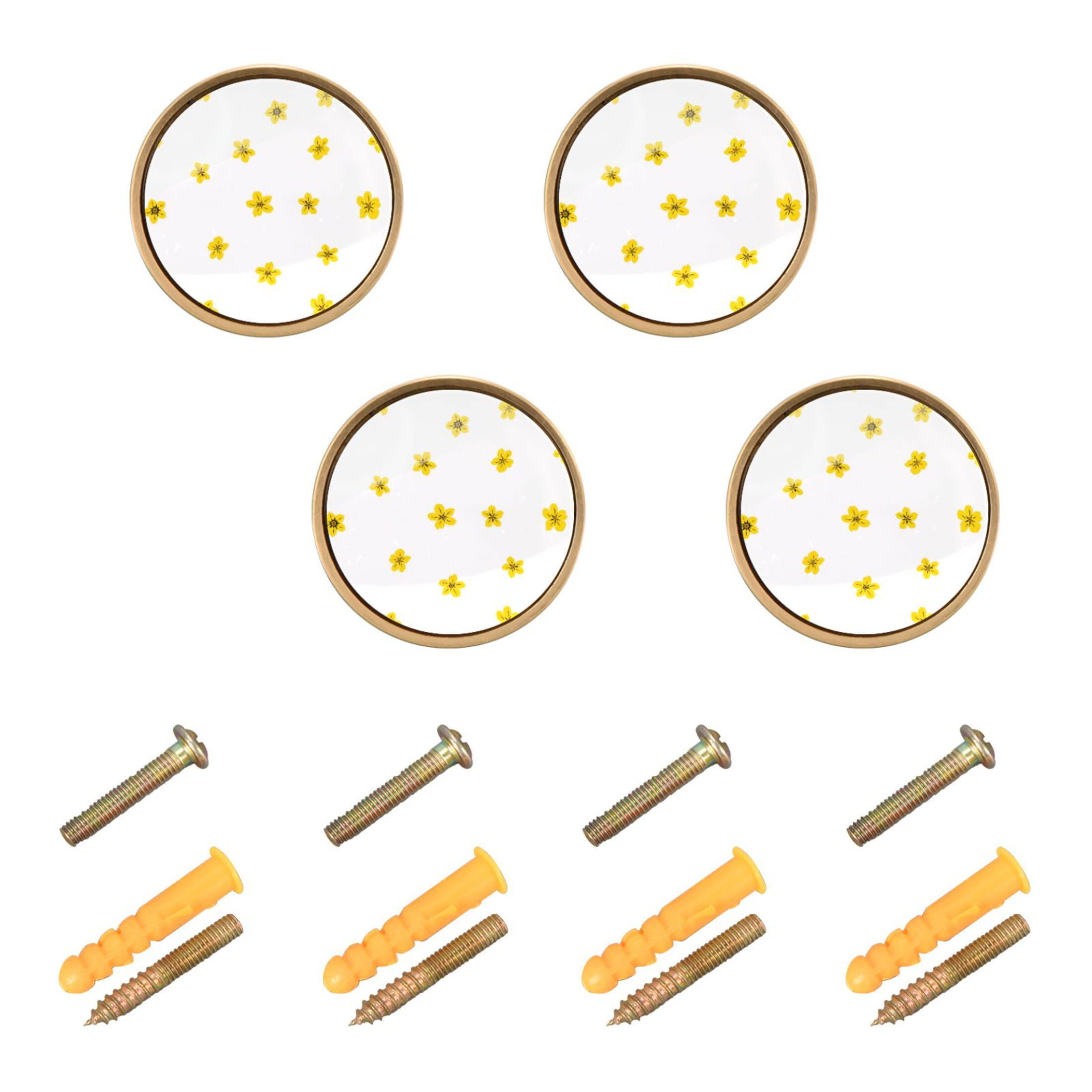 Ryvnso Floral Yellow Cabinet Knobs Kitchen Door Round Pulls Drawers ...