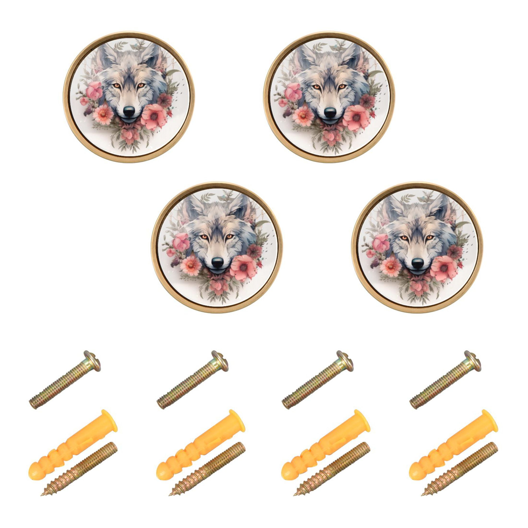 Ryvnso Floral on Wolf Cabinet Knobs Kitchen Door Round Pulls Drawers ...